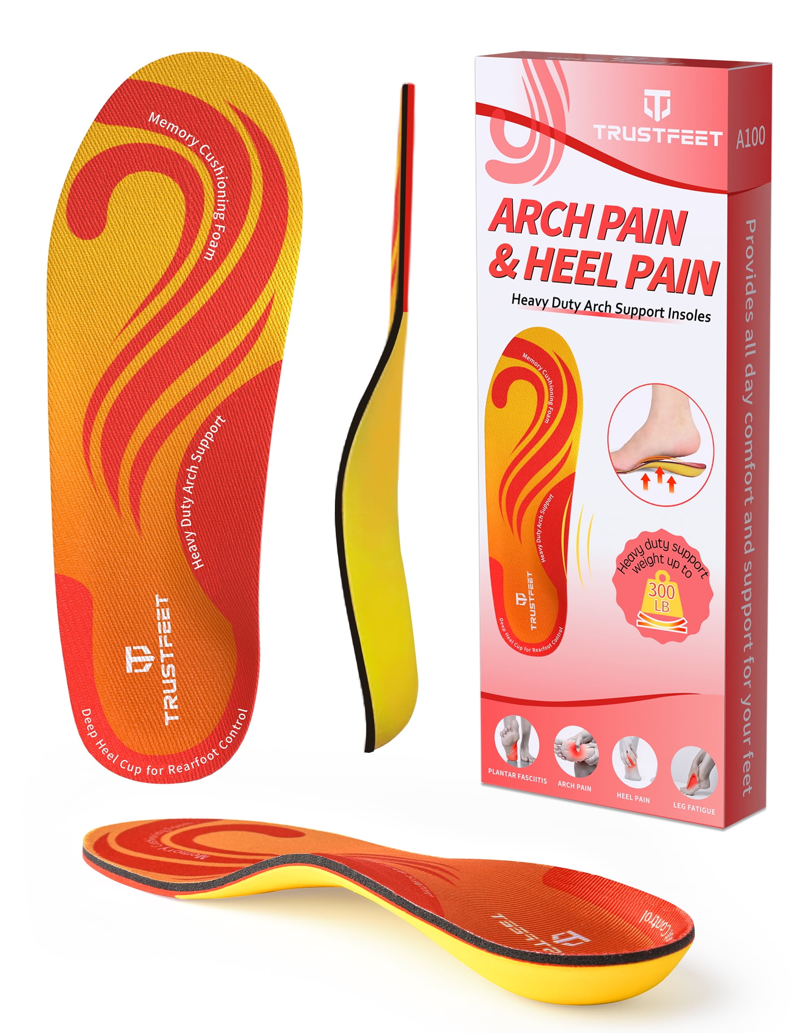 Trustfeet Plantar Fasciitis Relief Insoles for Arch Pain Relief,Heel ...