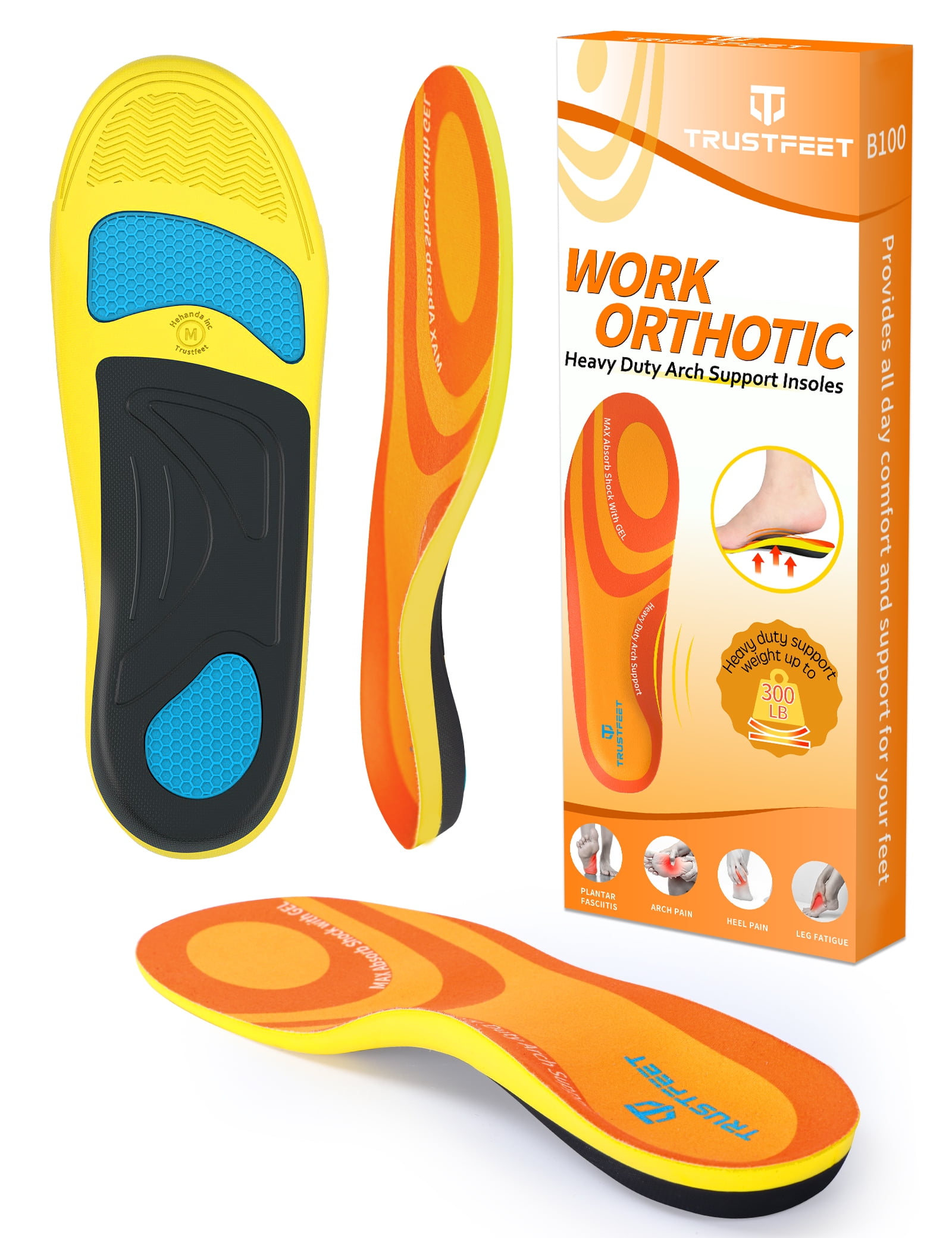 Trustfeet Work Orthotic Heavy Duty Support Insoles,250+lbs Anti Fatigue ...