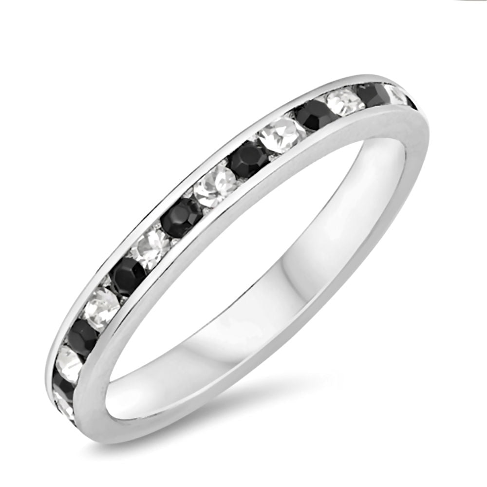 Trustmark Stackable Black and Clear IoF CZ Eternity Band Ring, Zaria ...