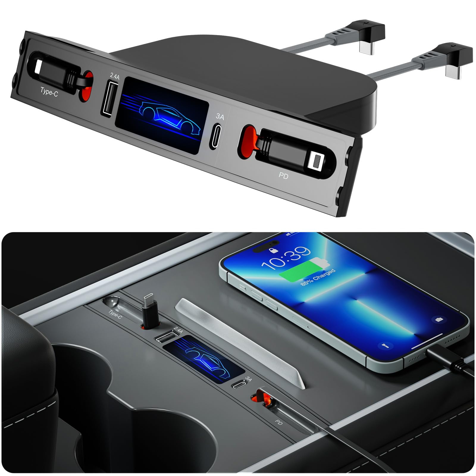 Trustnice Retractable USB Hub CI30 for Tesla, 27W Charge with Cable ...