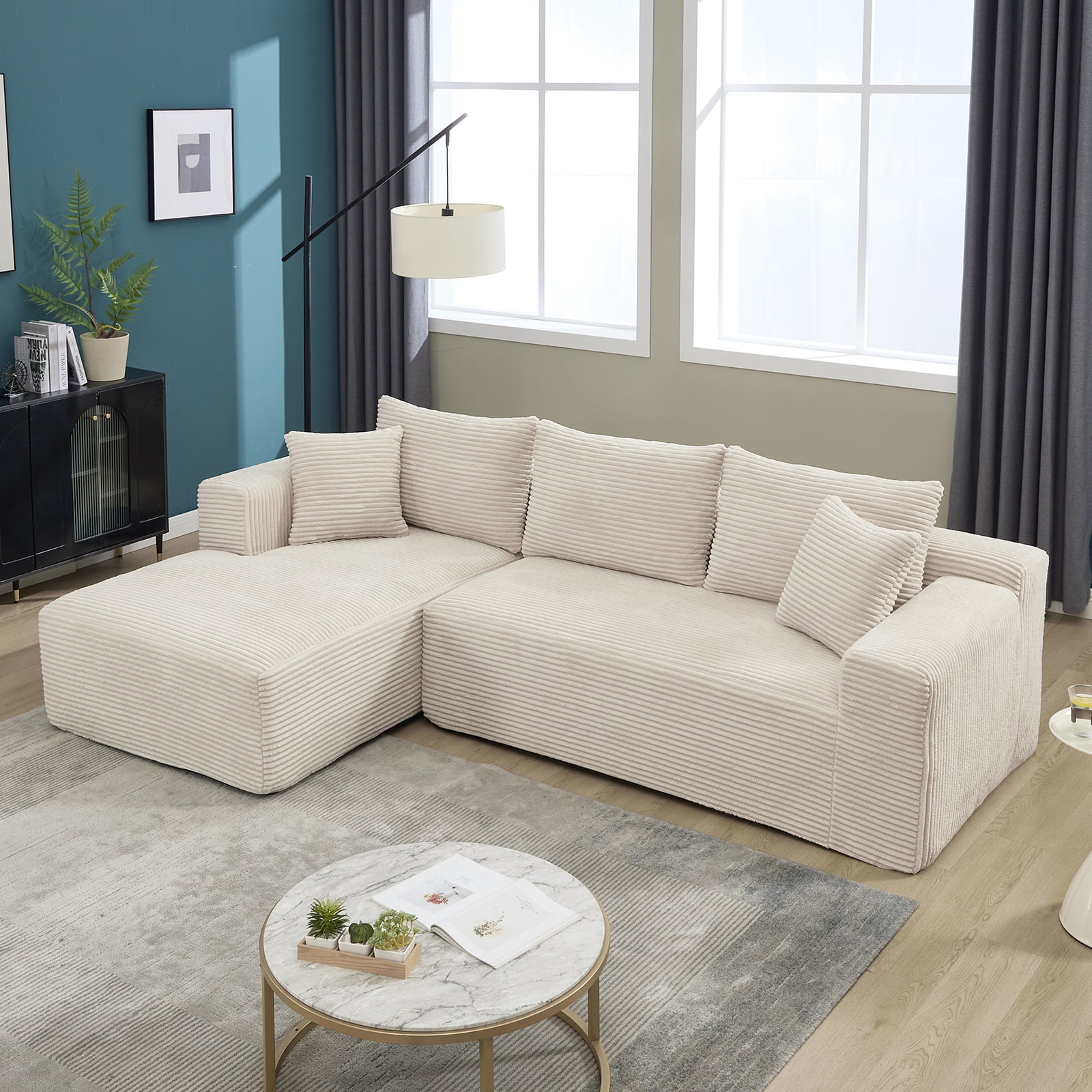Trustyue 108.7" L-Shaped Modular Sectional Sofa with Oversized Chaise ...