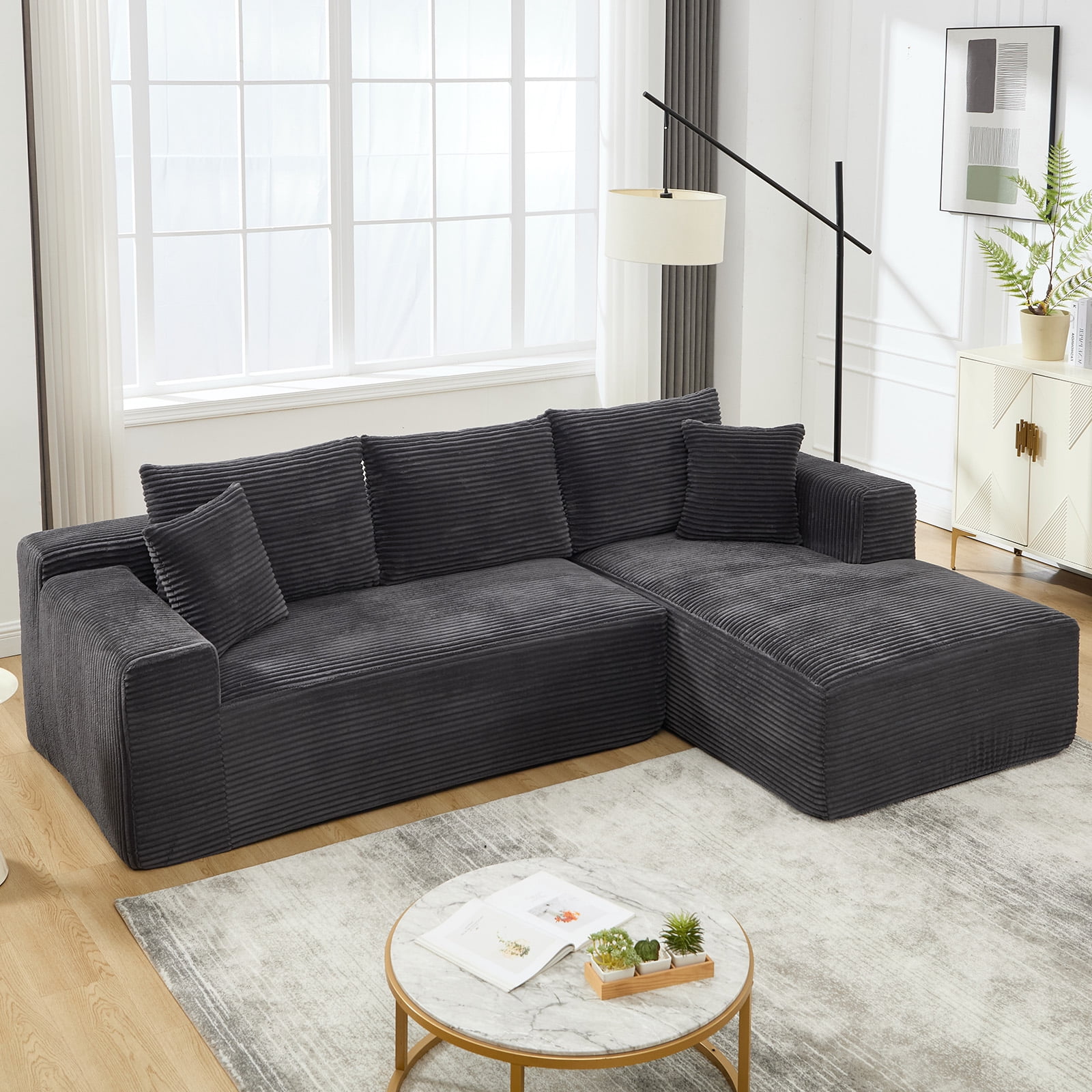 Trustyue 108.7" L-Shaped Modular Sectional Sofa with Oversized Chaise ...