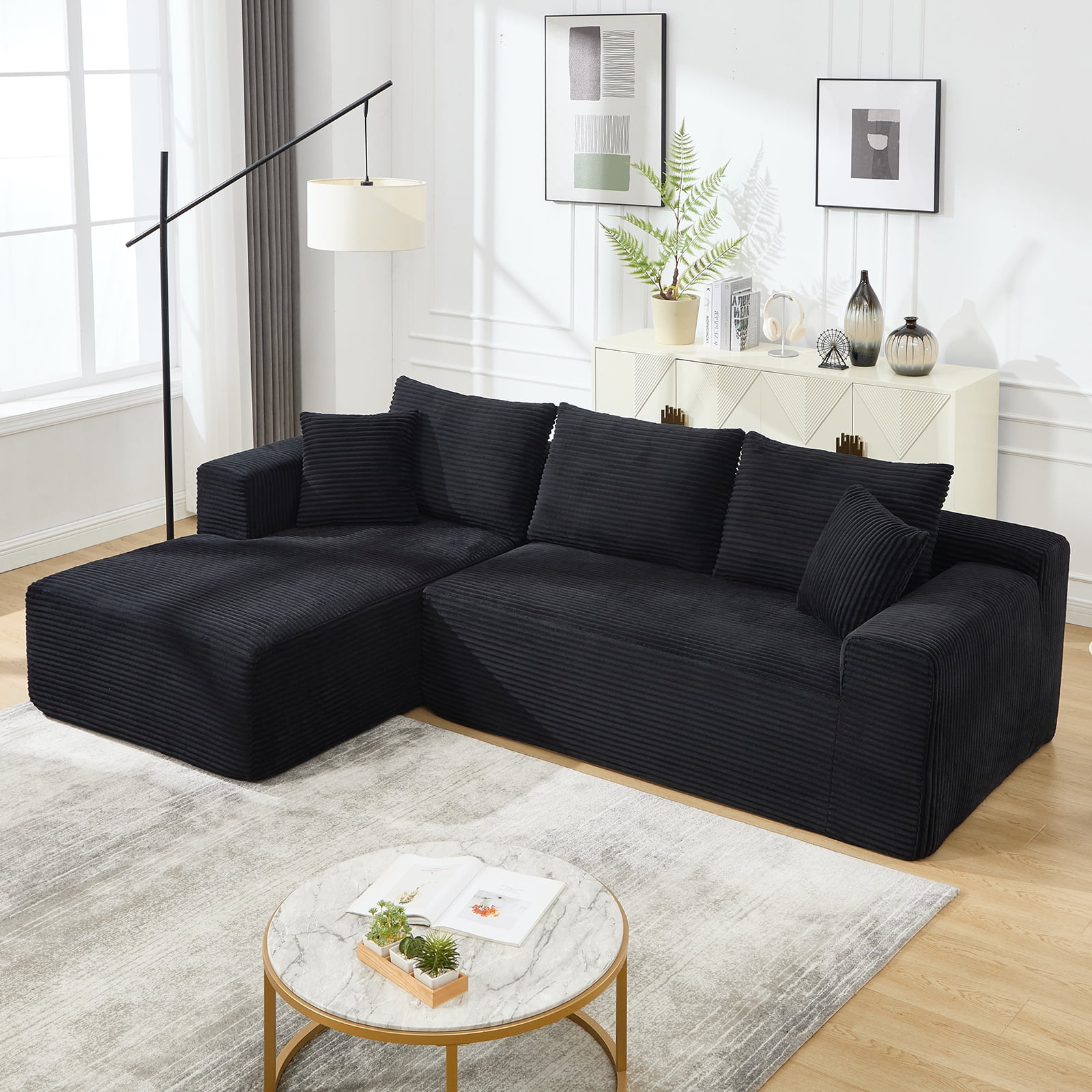 Trustyue 108.7" L-Shaped Modular Sectional Sofa with Oversized Chaise ...