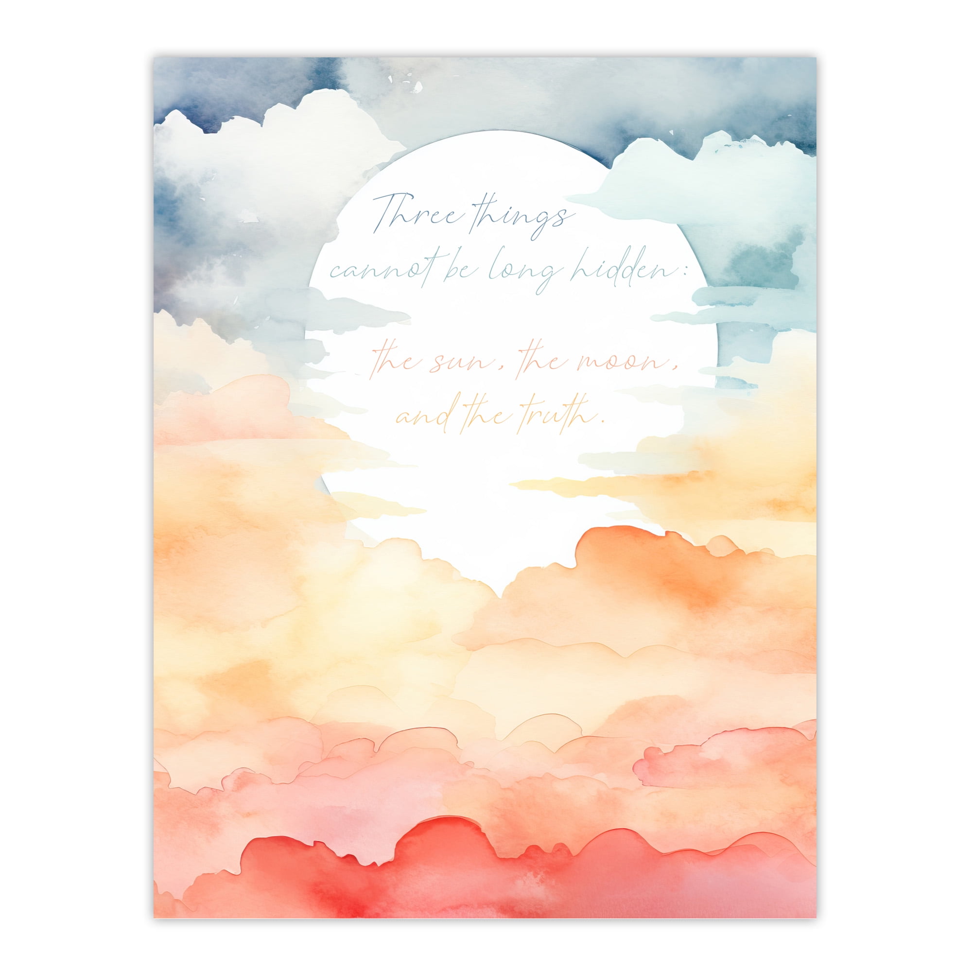 Truth Cannot Be Hidden Buddhist Mindfulness Quote Watercolour Sun ...