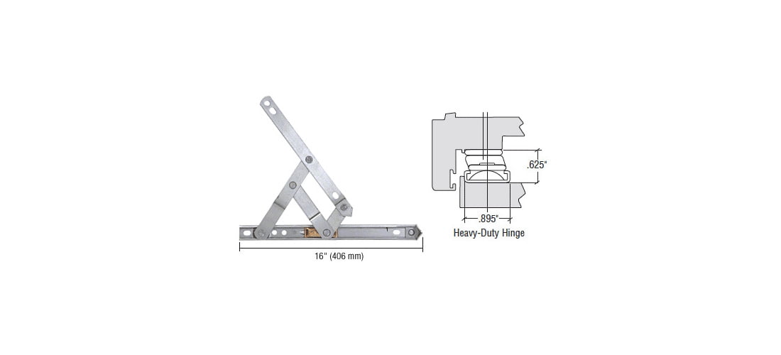 Truth 73334 16" Heavy-Duty 4-Bar Stainless Steel Window Hinge - Walmart.com