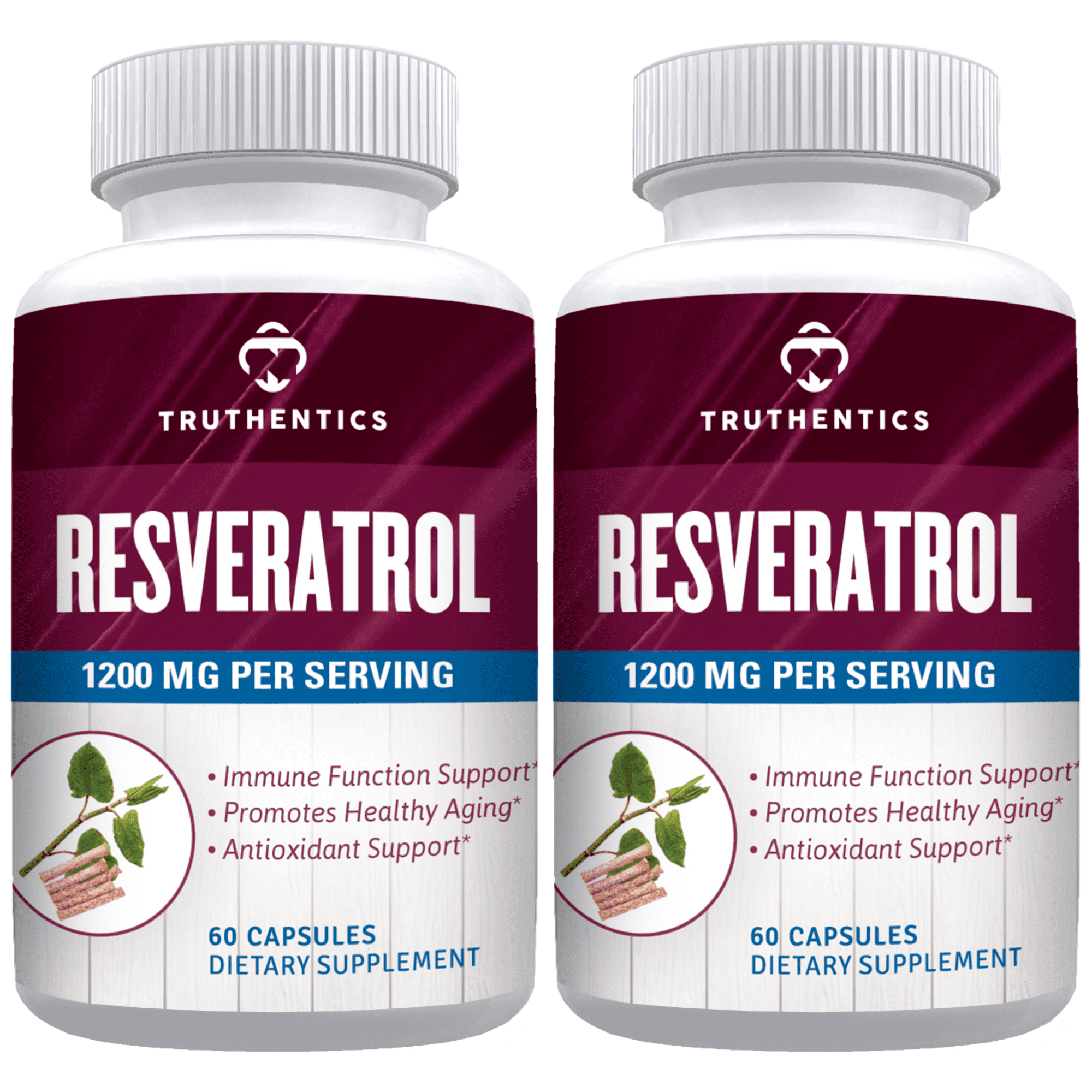 Truthentics Resveratrol Supplement 1200mg (2 Pack) - Extra Strength ...