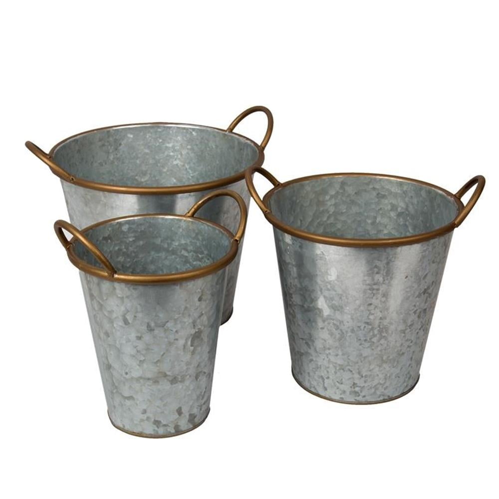 Truu Design Galvanized Distressed and Industrial Metal Storage Buckets ...