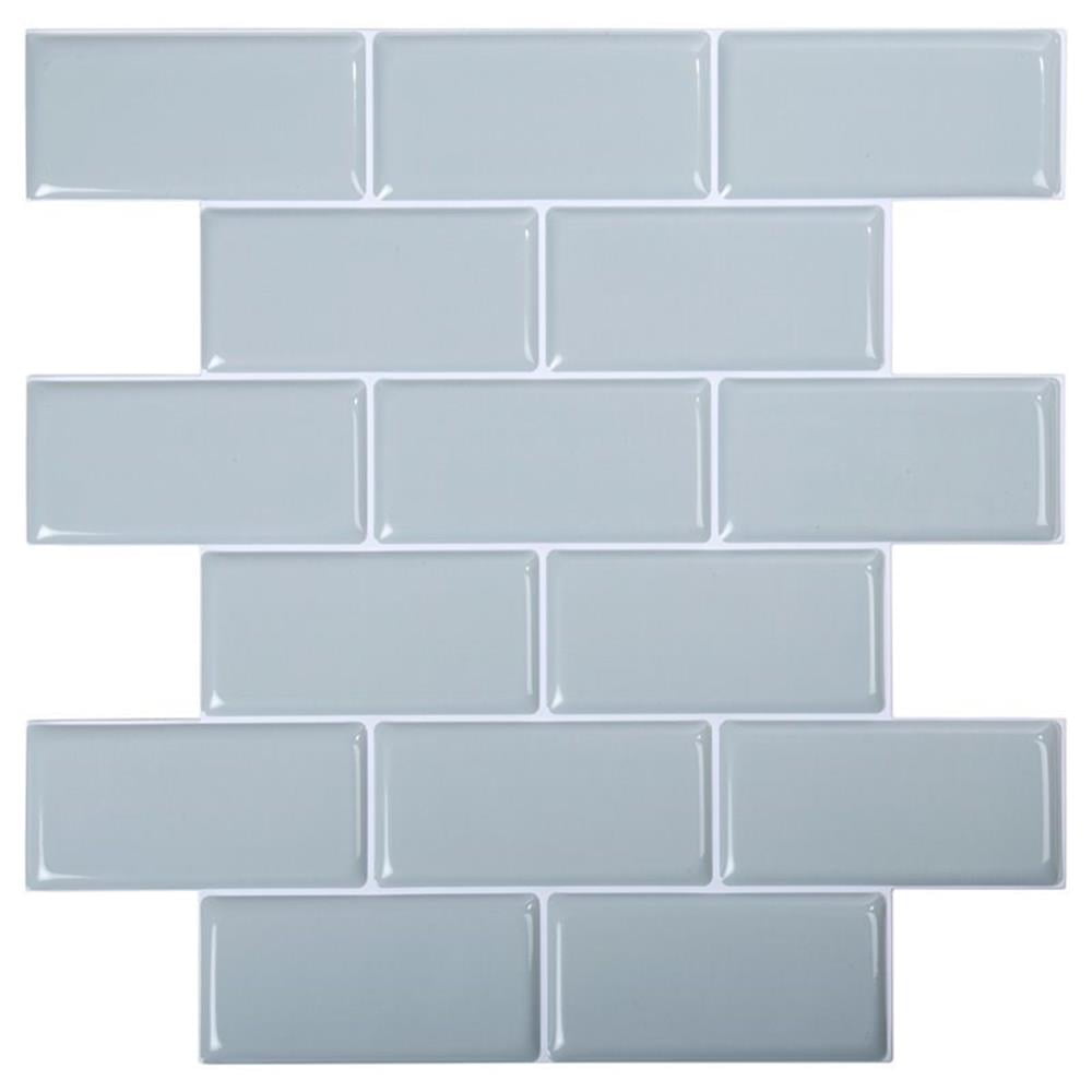 Truu Design Plastic Peel/Stick Backsplash Wall Tile Set in Blue (Set of ...