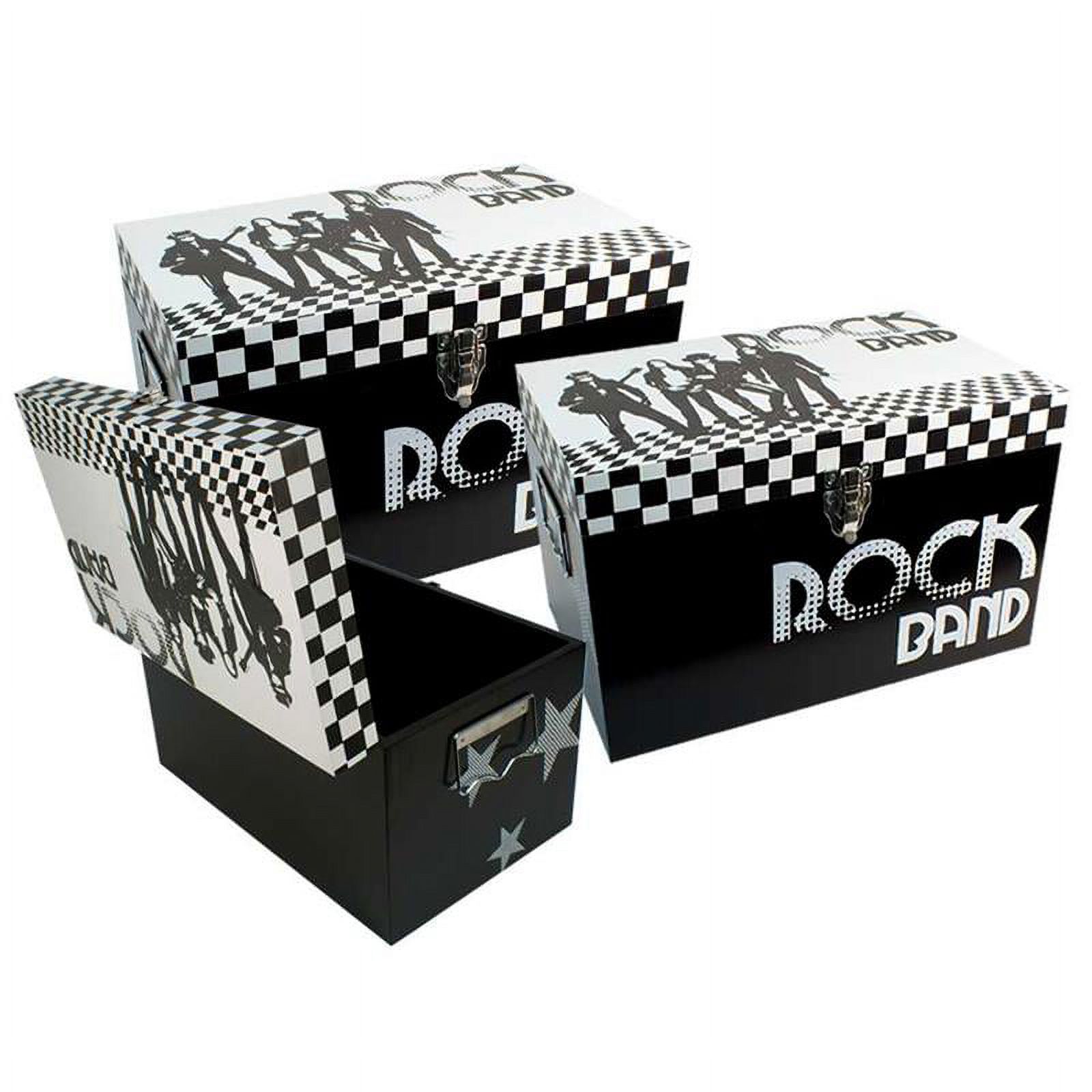 Truu Design Rock Band Engineered Wood Storage Boxes in Black (Set of 3 ...