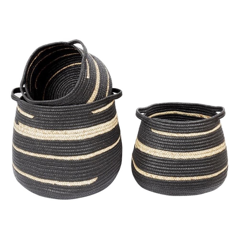 Truu Design Set of 3 Gray Water Hyacinth Barrel Baskets - Walmart.com
