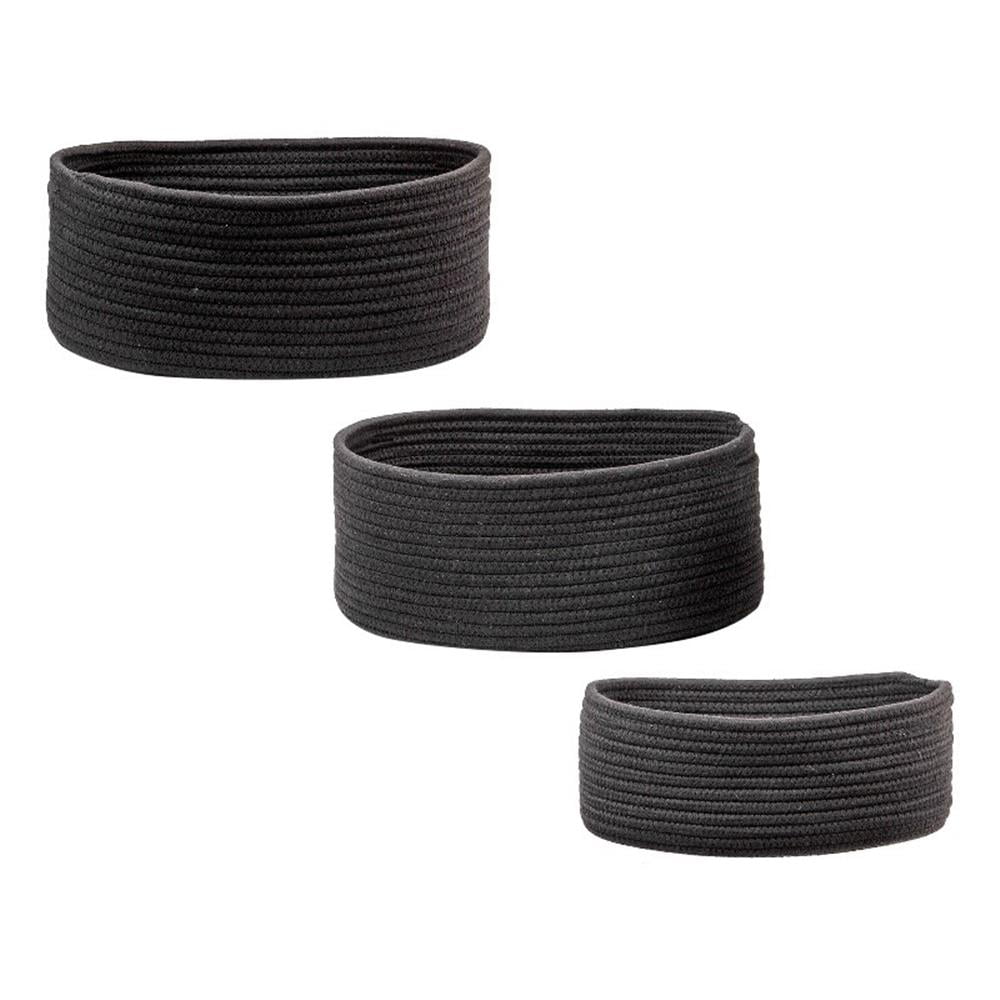 Truu Design Set of 3 Oblong Cotton Rope Black Baskets - Walmart.com