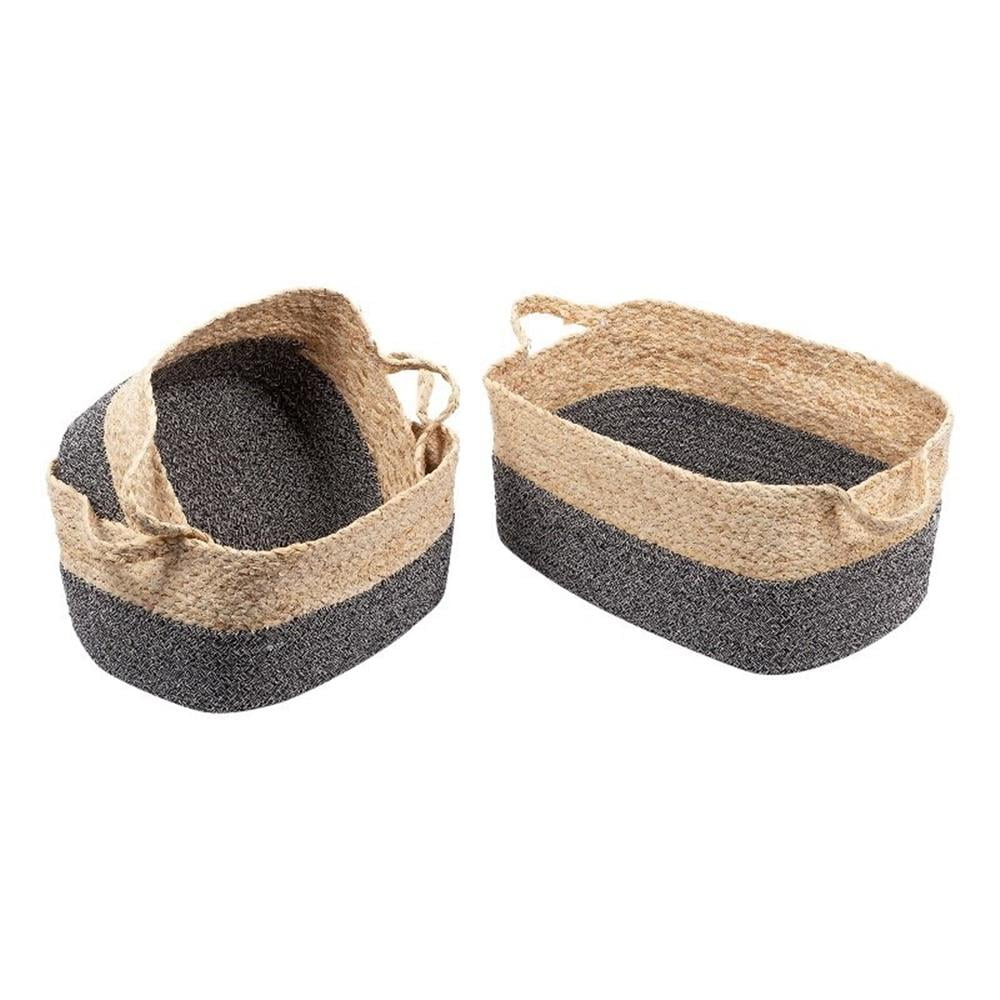 Truu Design Set of 3 Oblong Two-Tone Beige Woven Baskets - Walmart.com