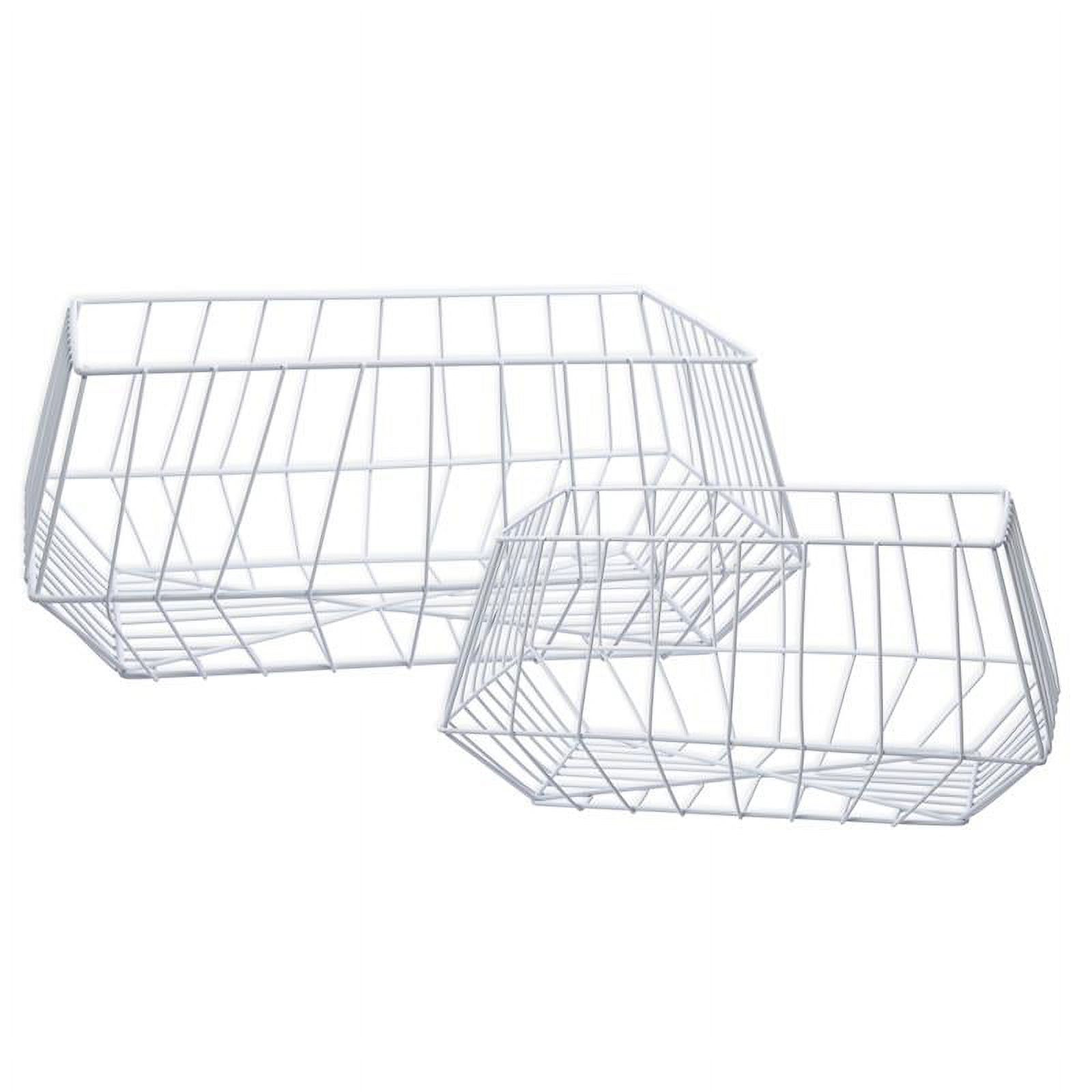 Truu Design Trapezoid Wire Metal Storage Baskets in White (Set of 2 ...