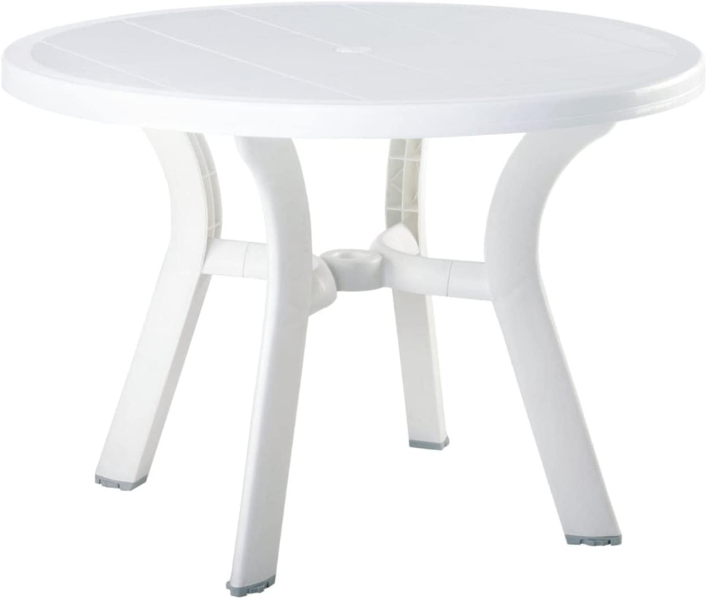 Truva 42" Round Resin Patio Dining Table in White, Commercial Grade ...