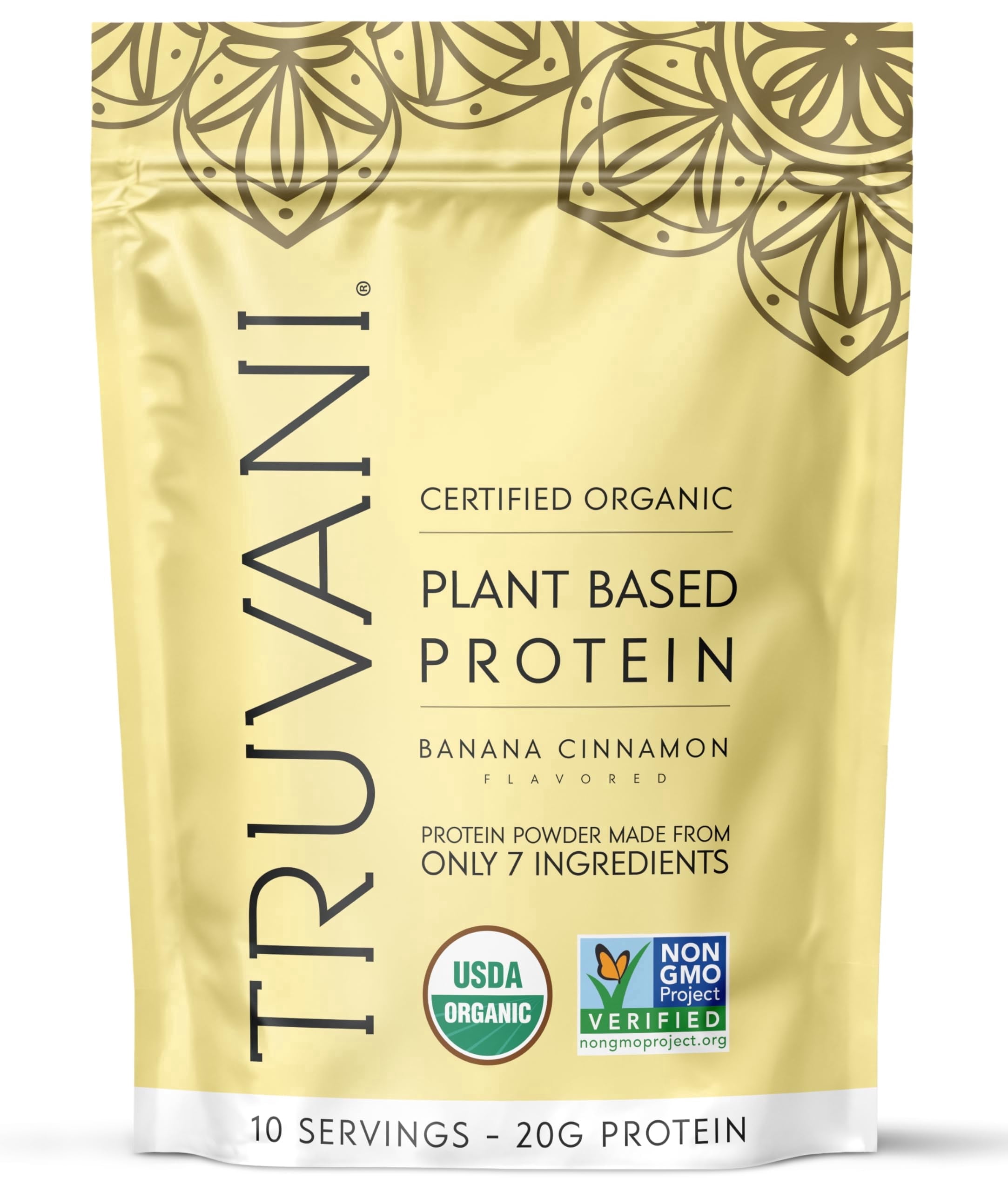 Truvani Organic Banana Cinnamon Protein Powder, Vegan and Gluten Free ...