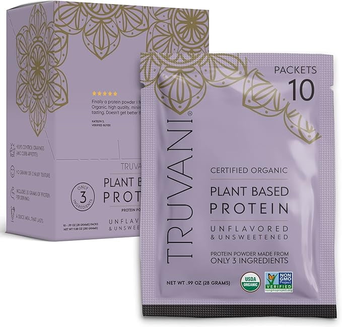 Truvani, Plant Based Protein, Unflavored & Unsweetened, 10 Packs, 9.88 ...