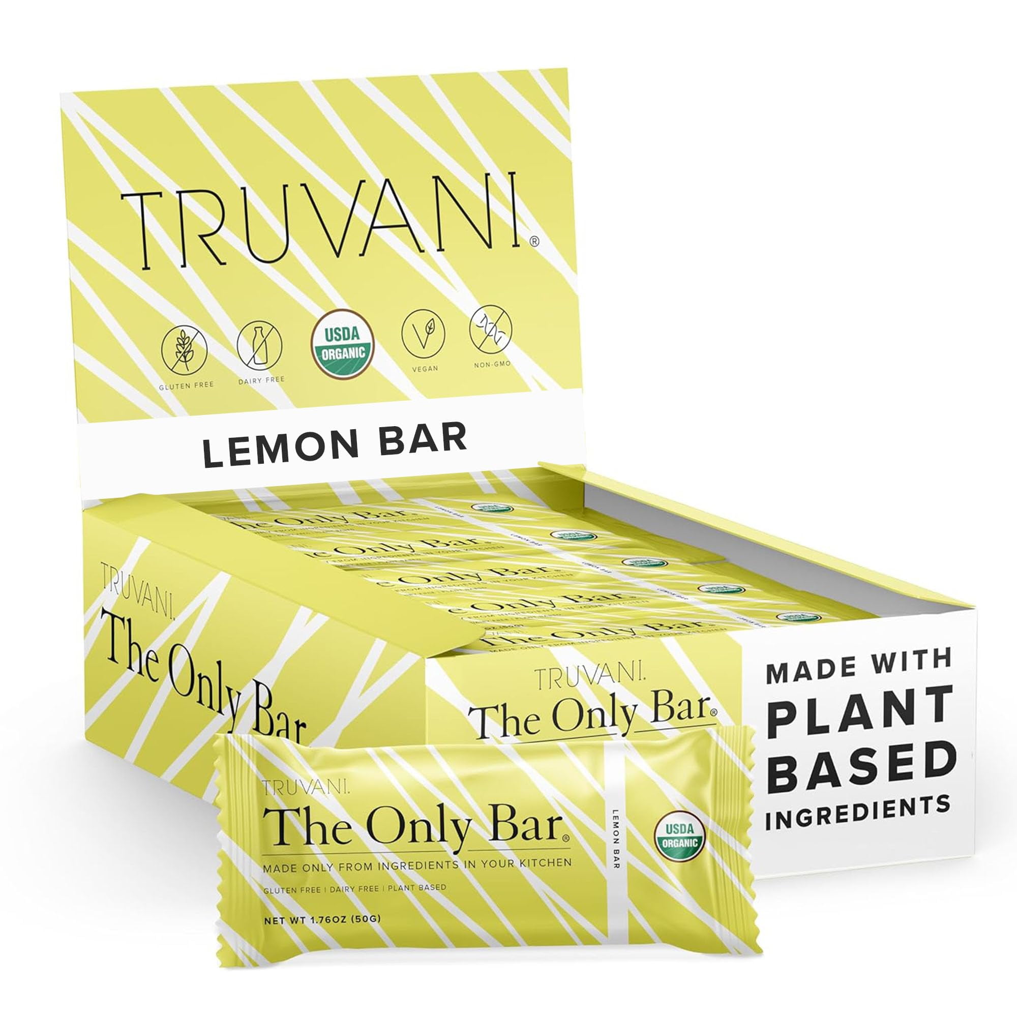 Truvani Plant Based Snack XEF1 Bars | Lemon Bar 12 Pack | 6g Protein ...