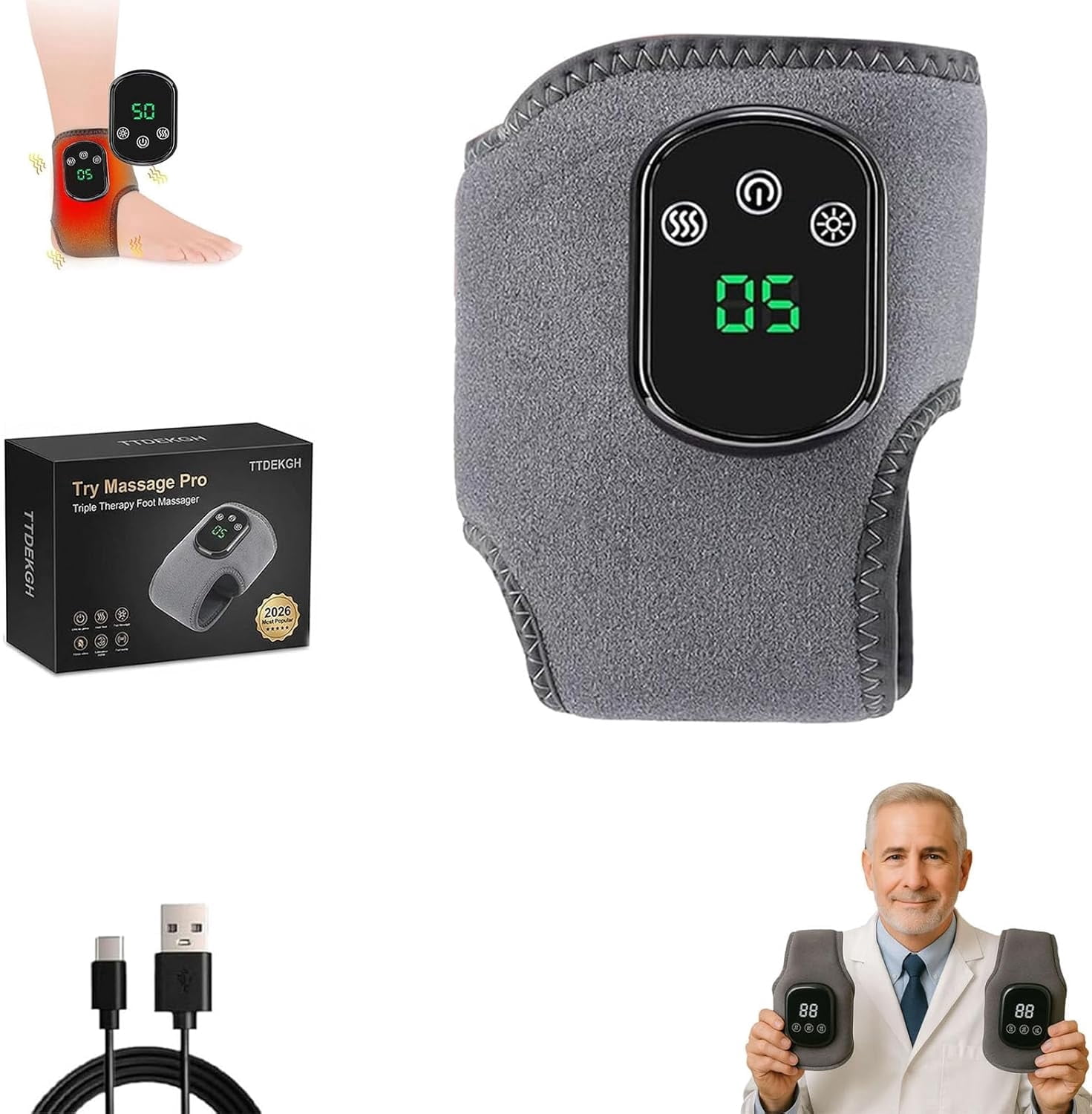 Try Massager Pro Foot Massage, Triple Therapy Foot Massager, Wireless ...