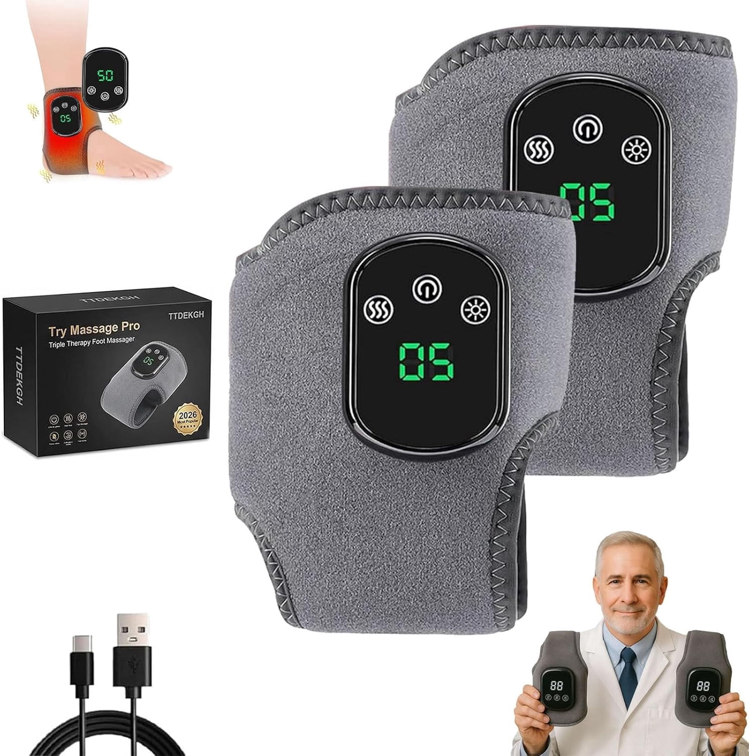 Try Massager Pro Foot Massage, Triple Therapy Foot Massager, Wireless ...