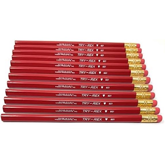 Try-Rex Jumbo Triangular Training Pencils with Eraser, Pack of 24, with ...