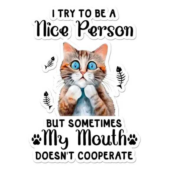 Try To Be Nice Sticker Indoor Outdoor Phone Decal Water Bottle Stickers ...