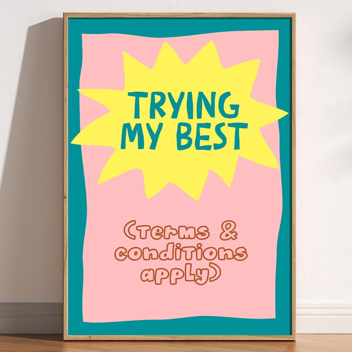 Trying My Best Typography Quote Print, Fun Quirky Type Colourful Wall ...