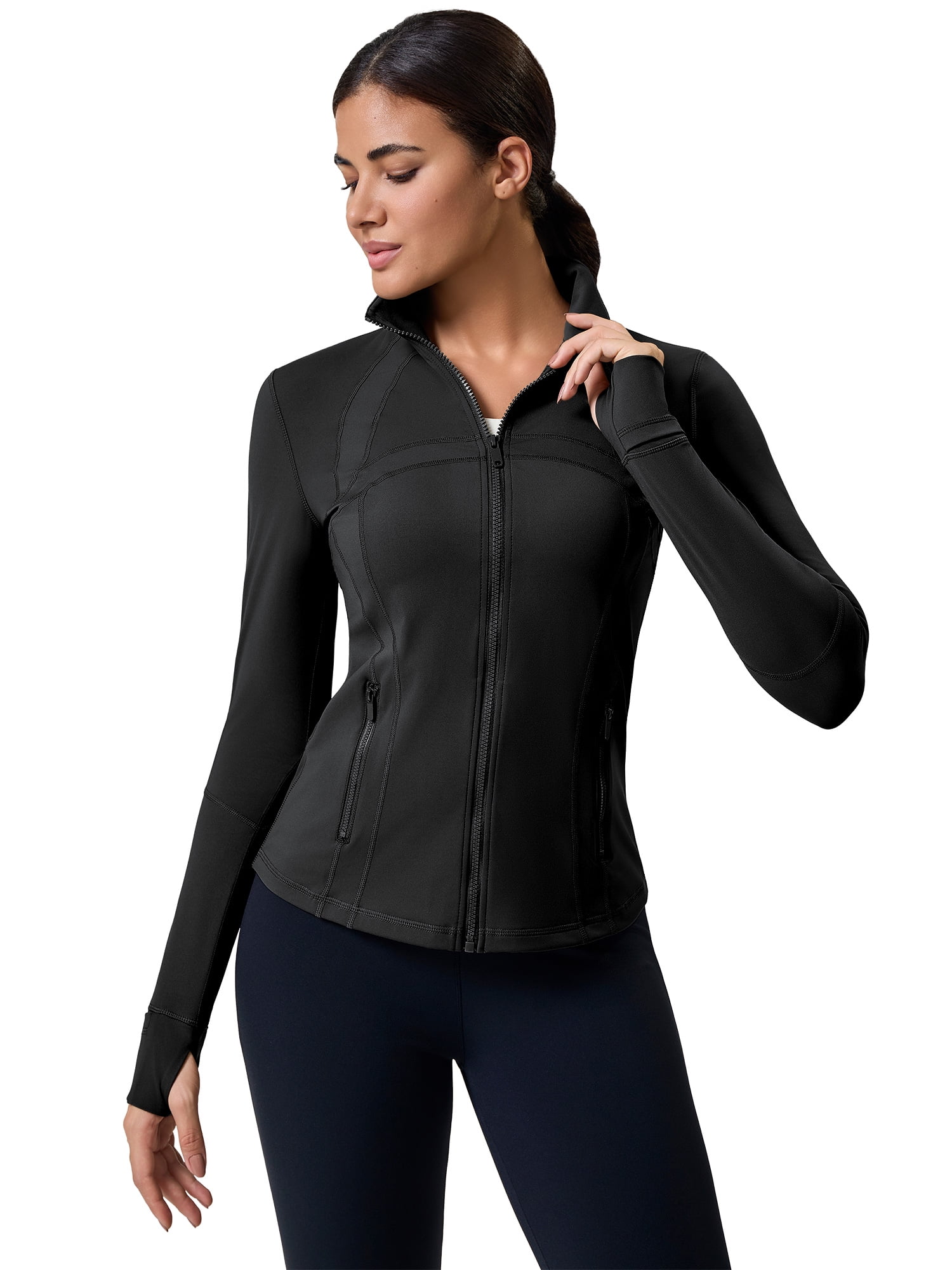 TRYSIL Women's Athletic Jacket Lightweight Yoga Workout Short Coat Slim ...