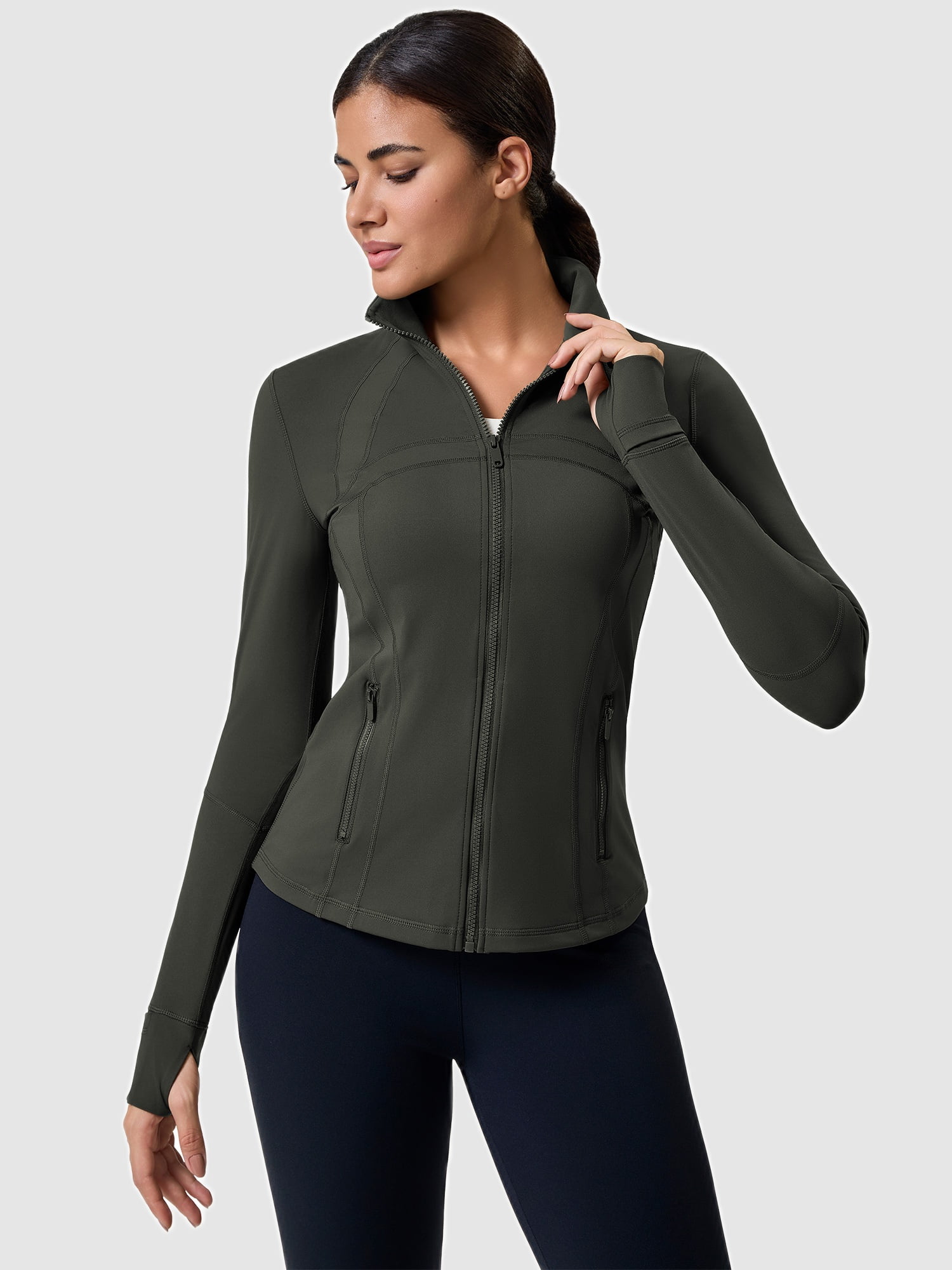 TRYSIL Women's Athletic Jacket Lightweight Yoga Workout Short Coat Slim ...