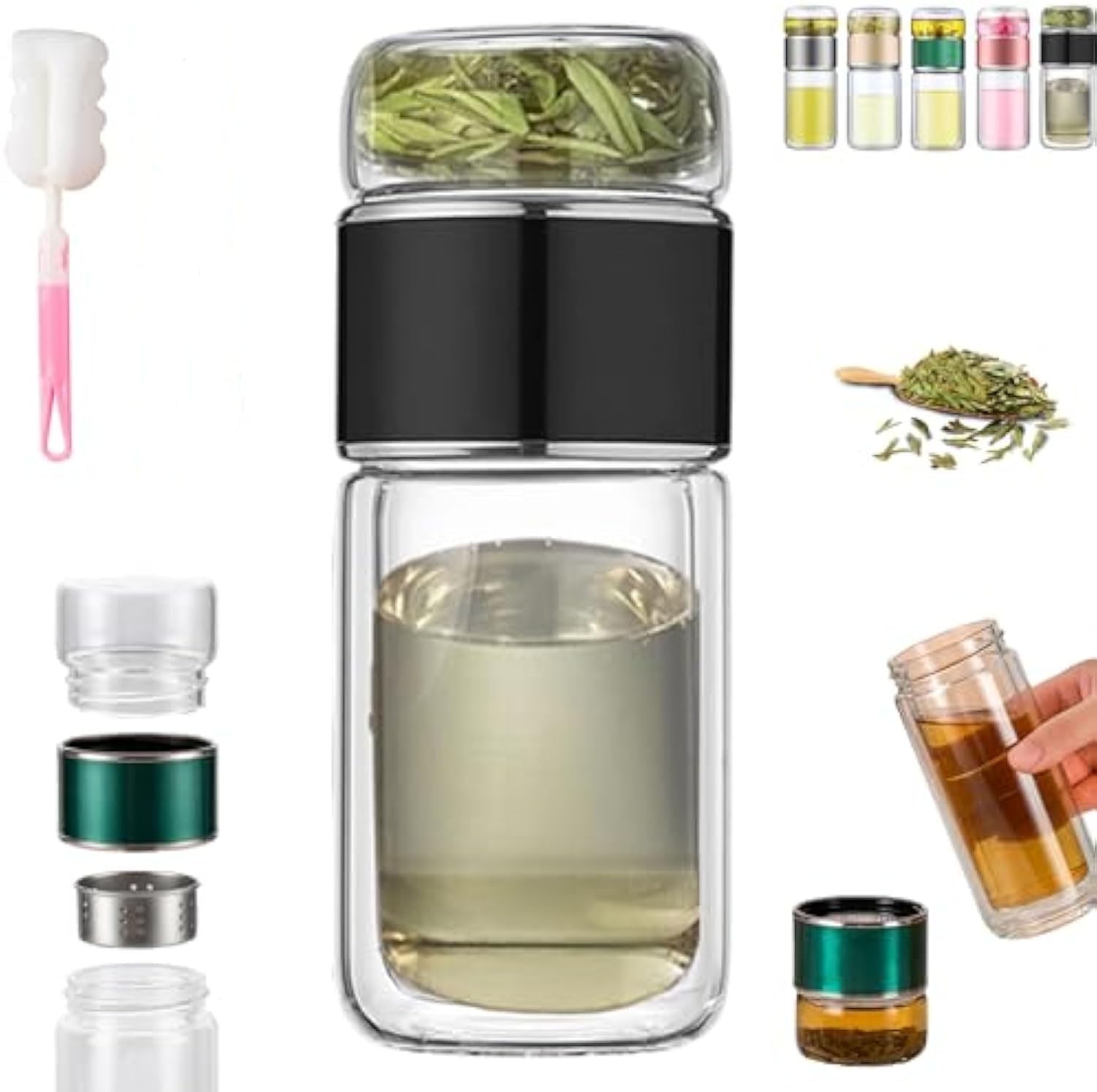 Tryteava Glass Infuser, 3-in-1 Smart Tea Infuser, Double Wall High ...