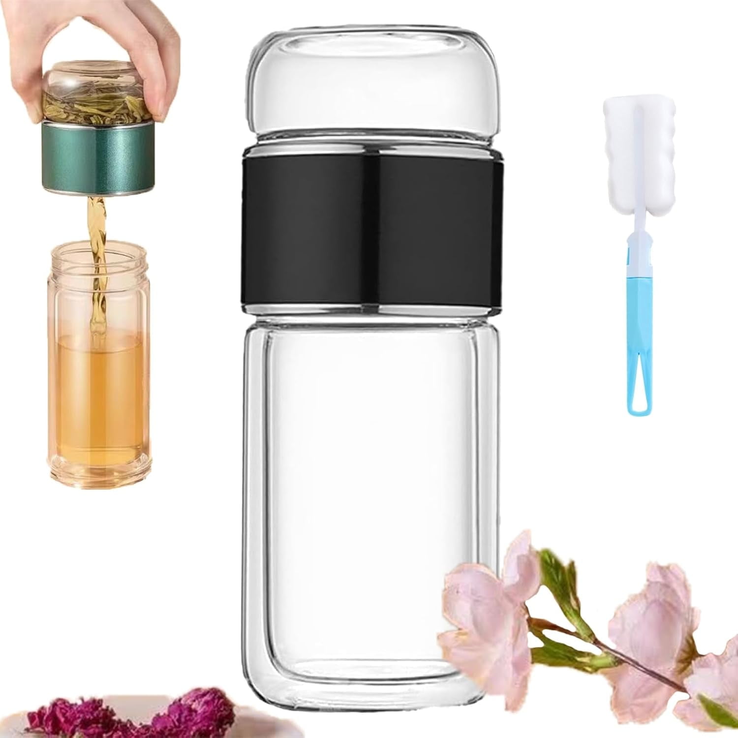 Tryteava Glass Infuser, Glass Tea Infuser, Dual Chamber & Filter, Leak ...