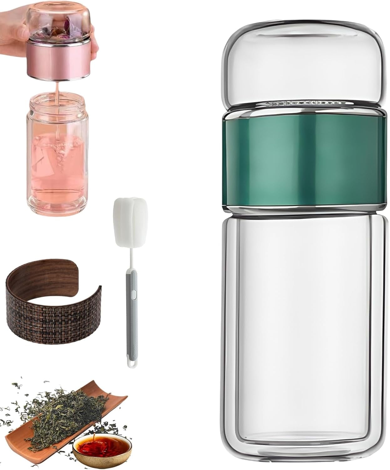 Tryteava Glass Infuser, Teava 3-in-1 Smart Tea Infuser, Double layer ...