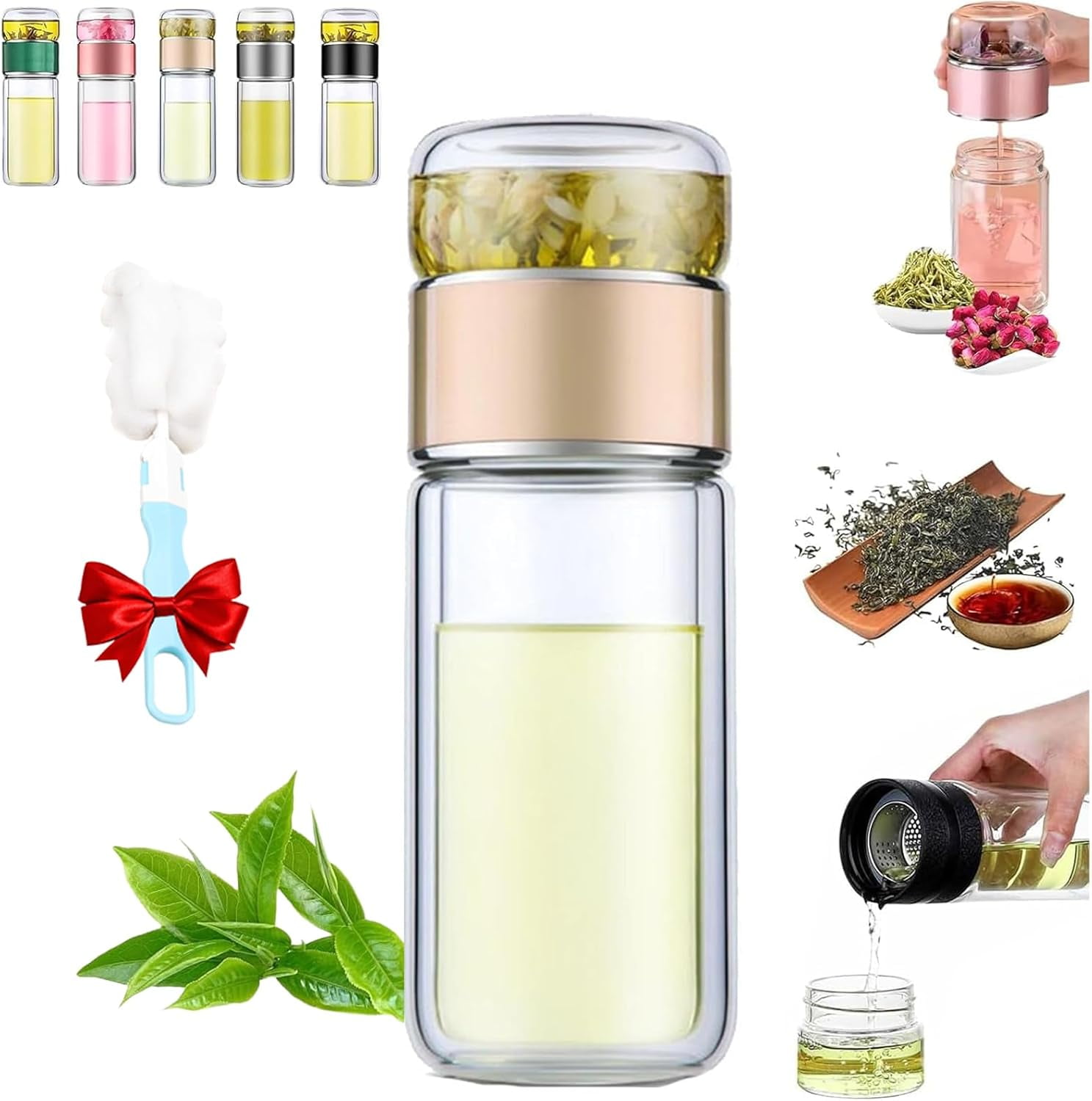 Tryteava Glass Infuser,Teava 3-in-1 Smart Tea Infuser,Portable Glass ...