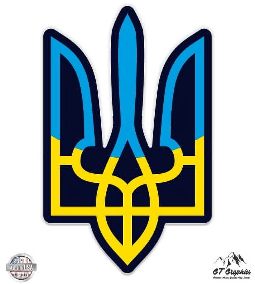 Tryzub - 3" Vinyl Sticker - For Car Laptop I-Pad Phone Helmet Hard Hat ...