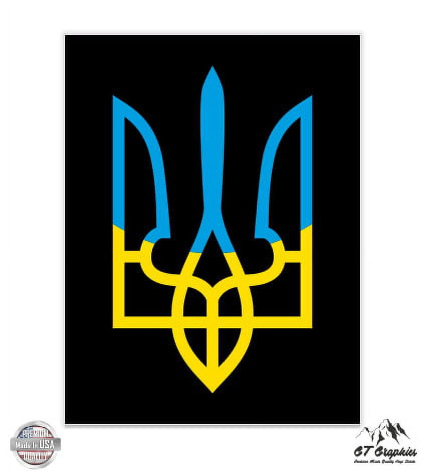 Tryzub on Black - 5" Vinyl Sticker - For Car Laptop I-Pad - Waterproof ...