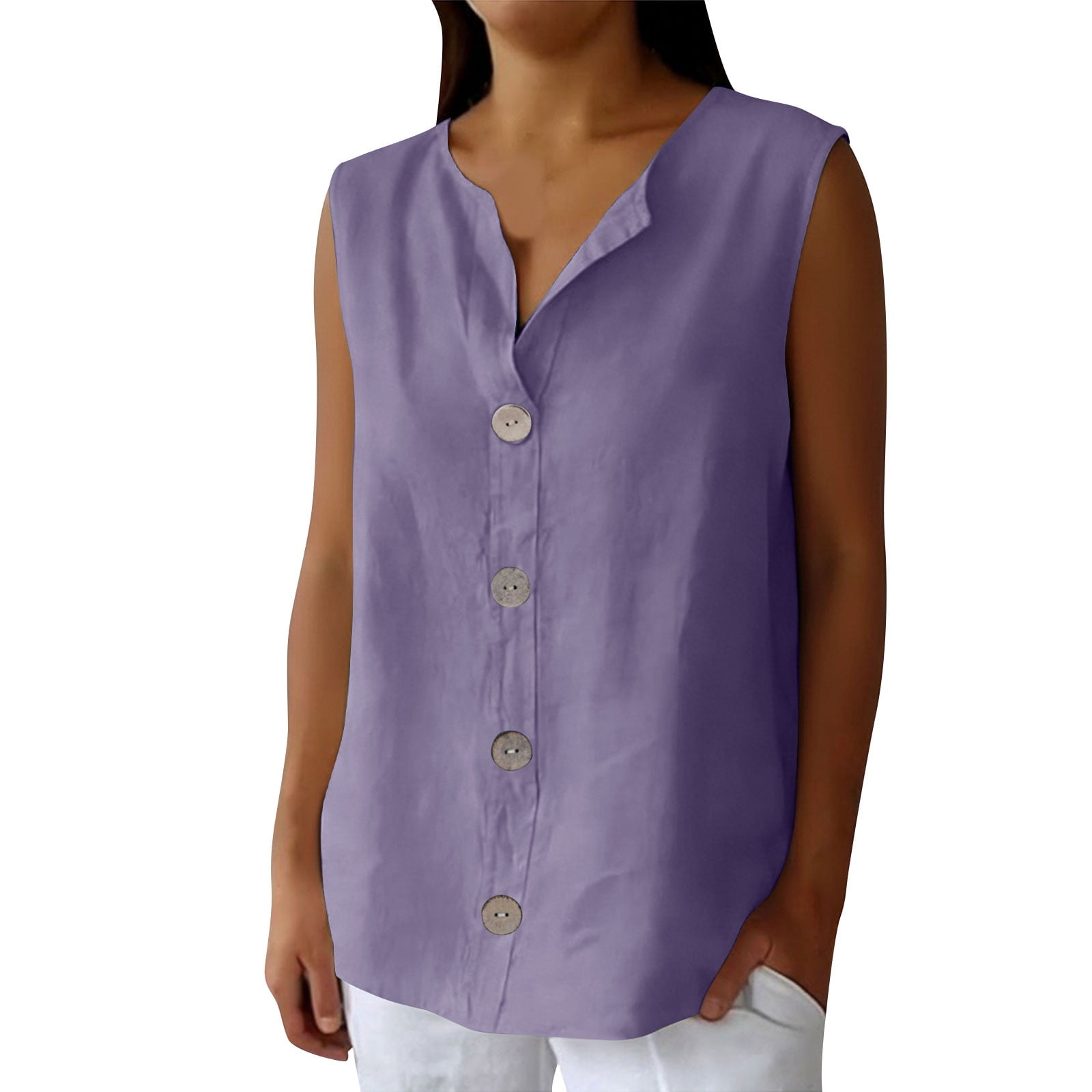 Tsesme 2026 Sleeveless for Women Summer V-Neck Button Tank Tops Casual ...