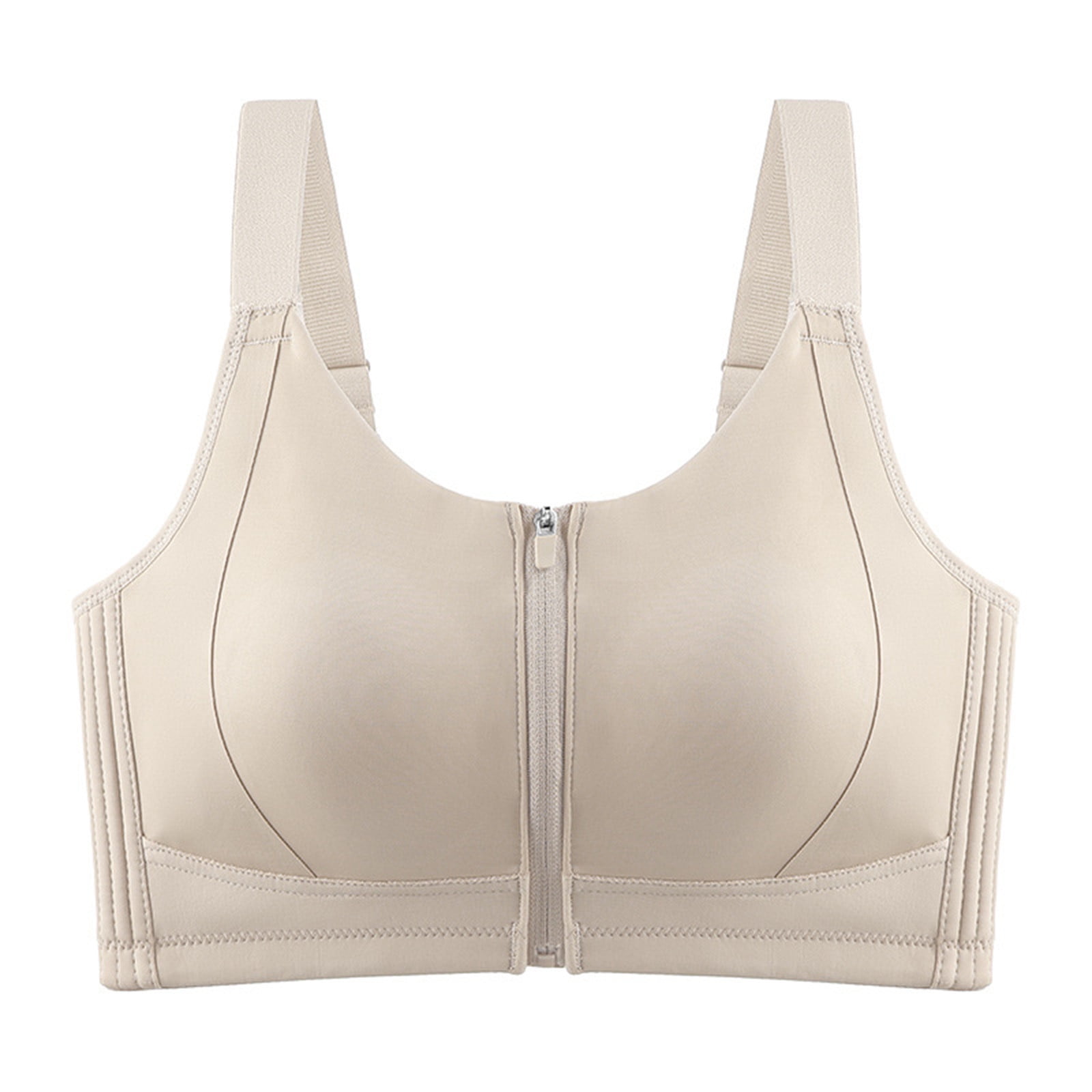 Tsesme Front Zipper Wireless Bra, Full Cup Comfy Bras for Women ...