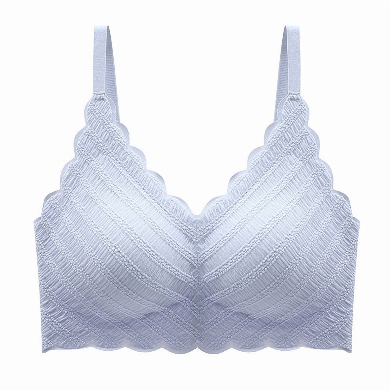 Tsesme Women Scalloped Plain Textured Bra Adjustable Straps Push-Up ...