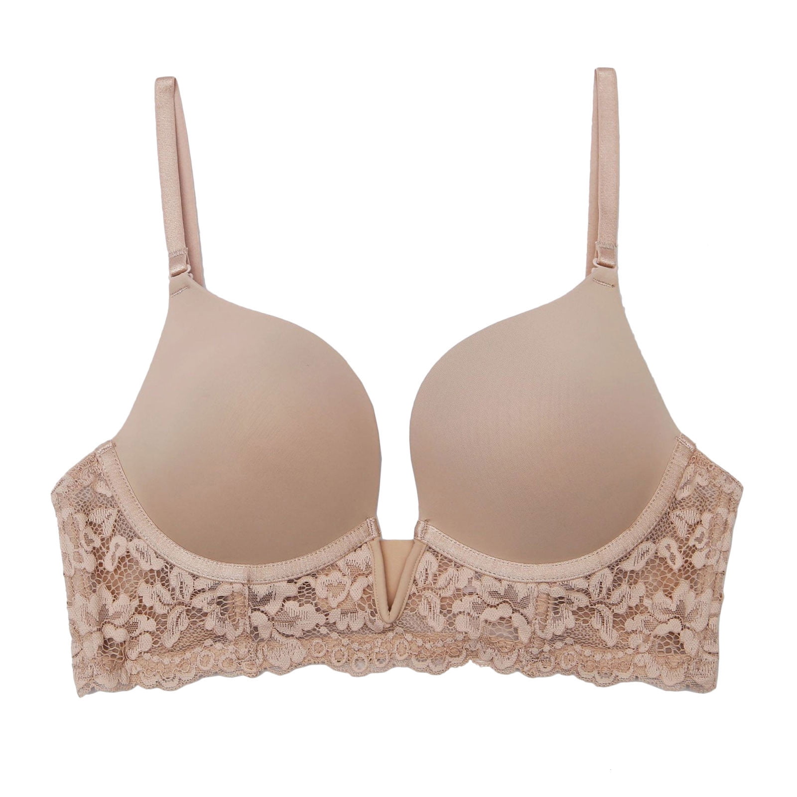 Tshirt Bras for Women No Underwire Padded Bra Feature V-Neck Demi ...