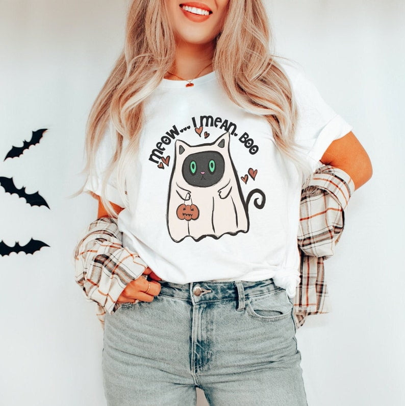 Tshirt Halloween Cat - Cool Spirit Shirt - Boho Clothing - Walmart.com