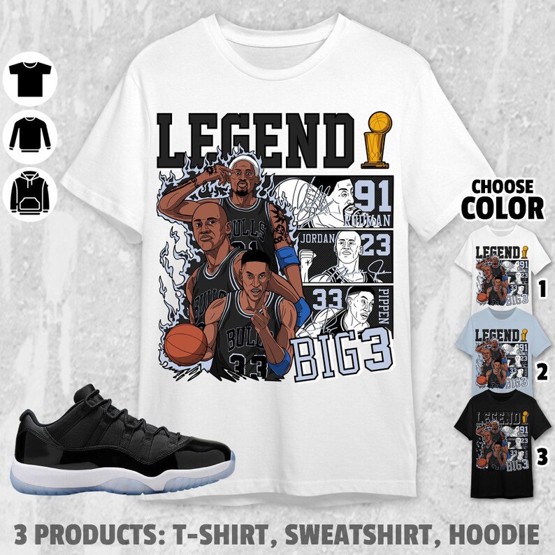 Tshirt perfect for everyday wear, sports, and more, MJ Big 3 Unisex Color Shirt To Match AJ 11 ...