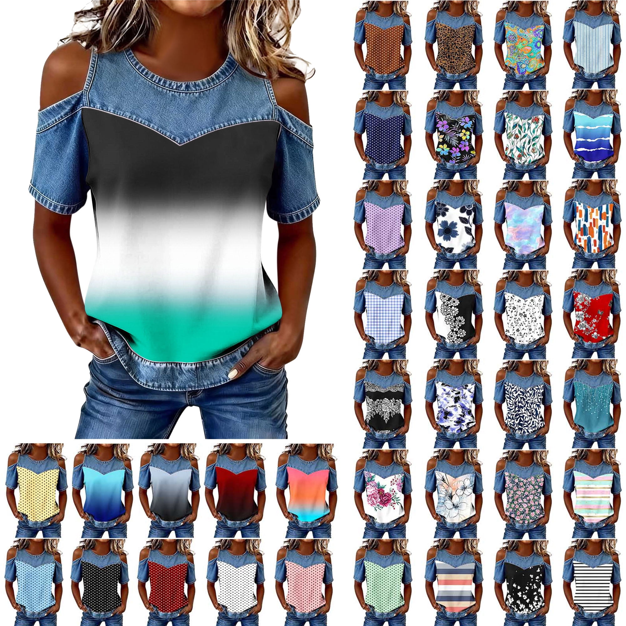 Tshirts for Women Ndbuld Women's Fashion Casual Round Neck Printed ...
