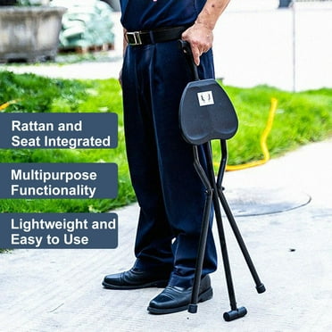 Lefeke Folding Cane with Seat,Portable Adjustable Walking Cane with ...