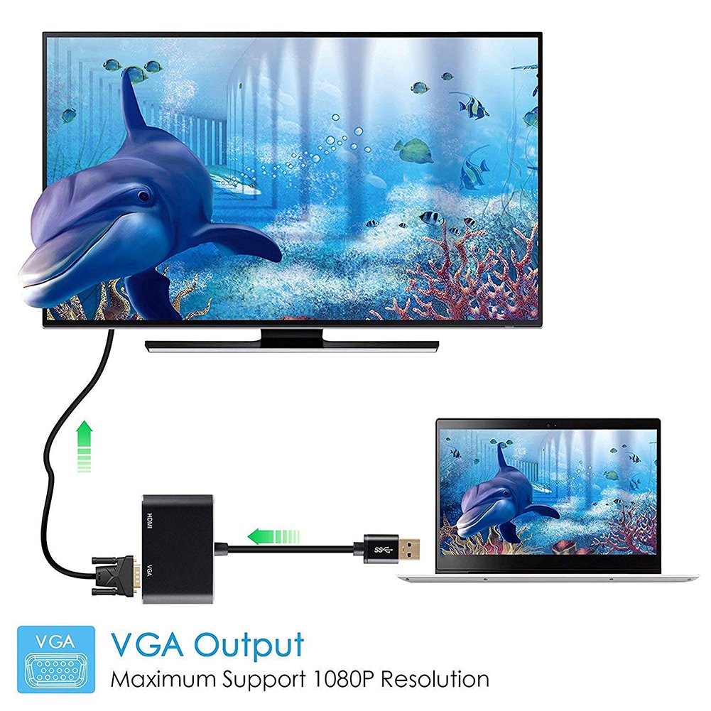 Tshsdpx Super Speed USB 3.0 Type C DP to -compatible VGA Converter ...