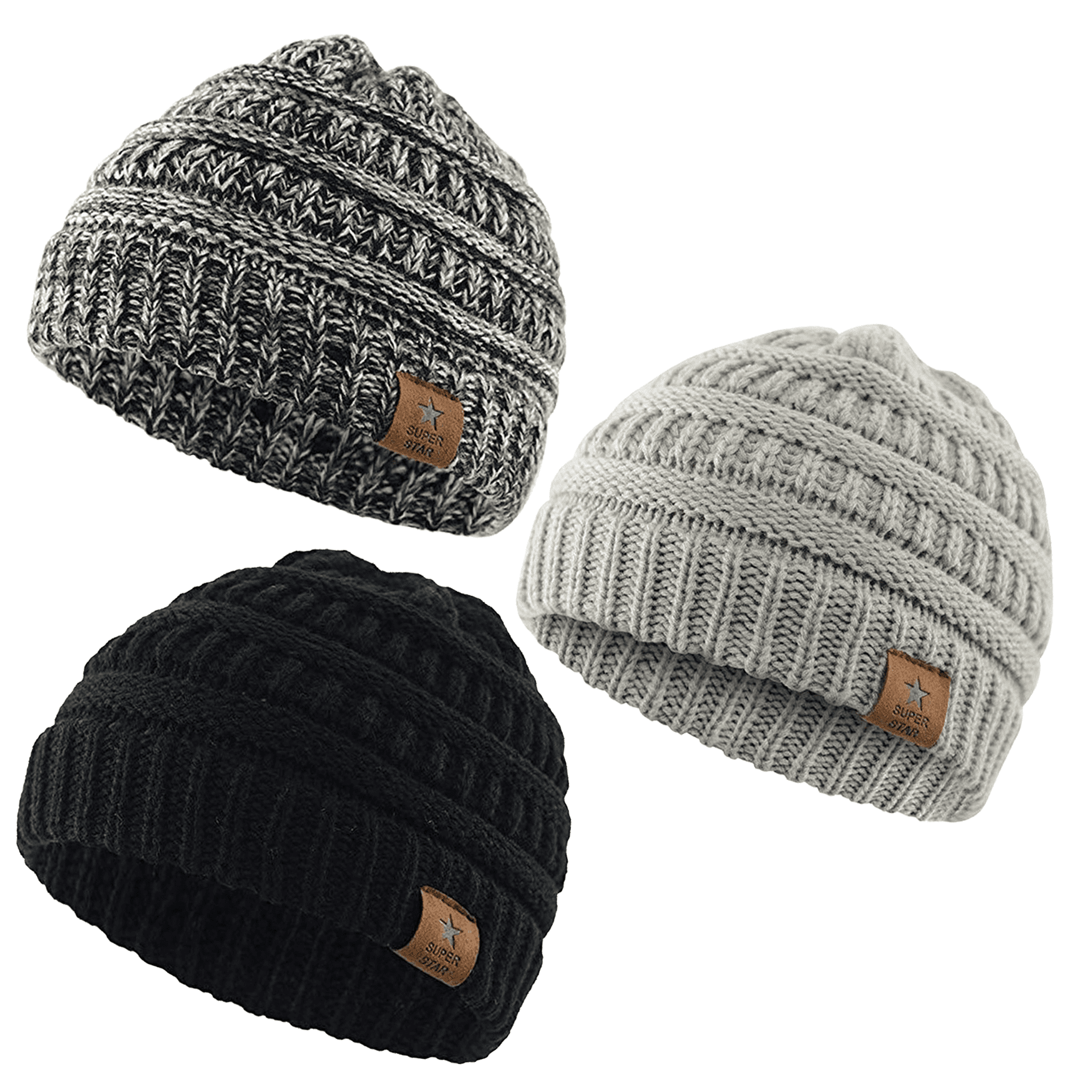 Tsioloow Baby Beanies, Warm Knit Winter Hat for Toddlers, Cozy Infant ...