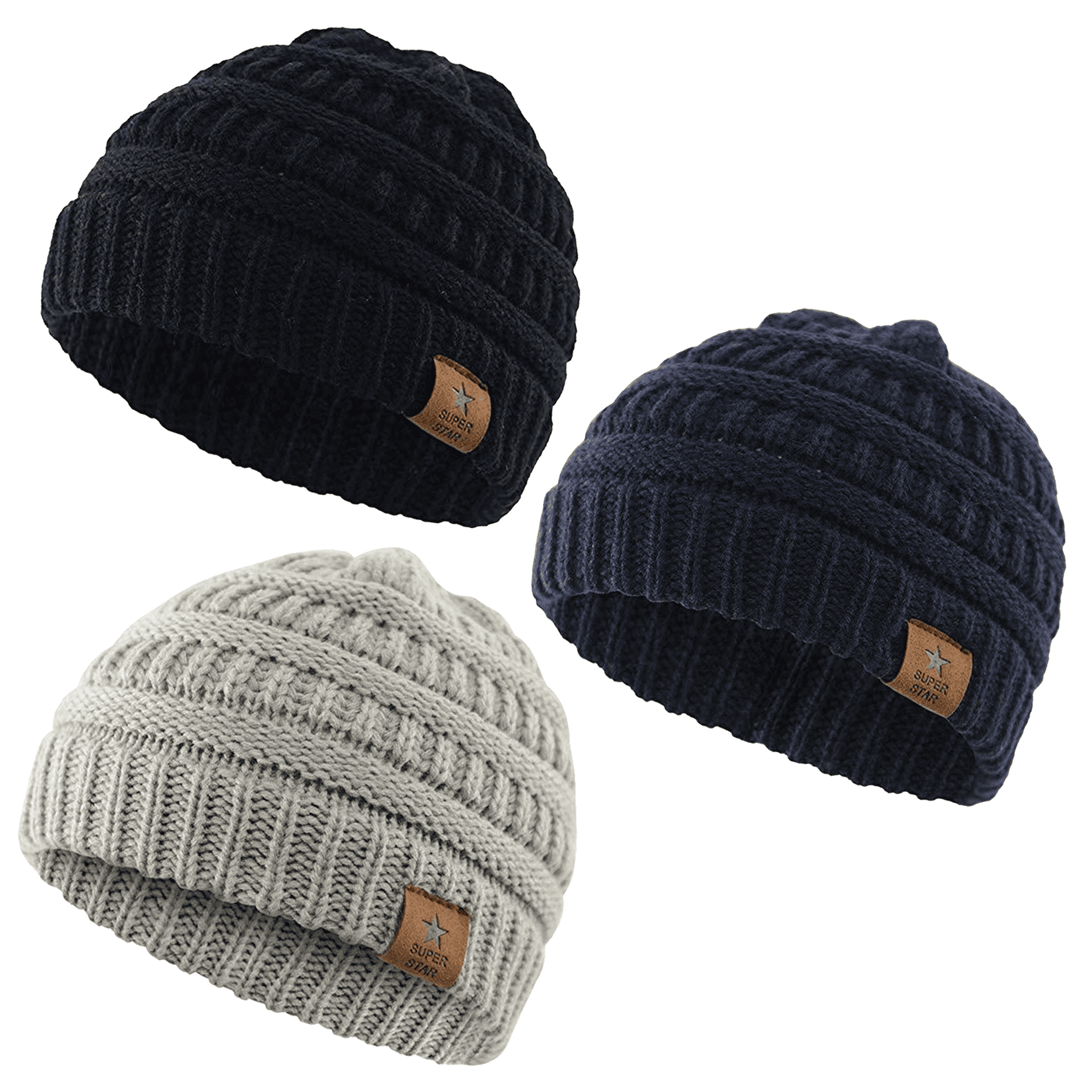 Tsioloow Baby & Toddler Warm Knit Winter Hats, Cozy Chunky Beanies for ...