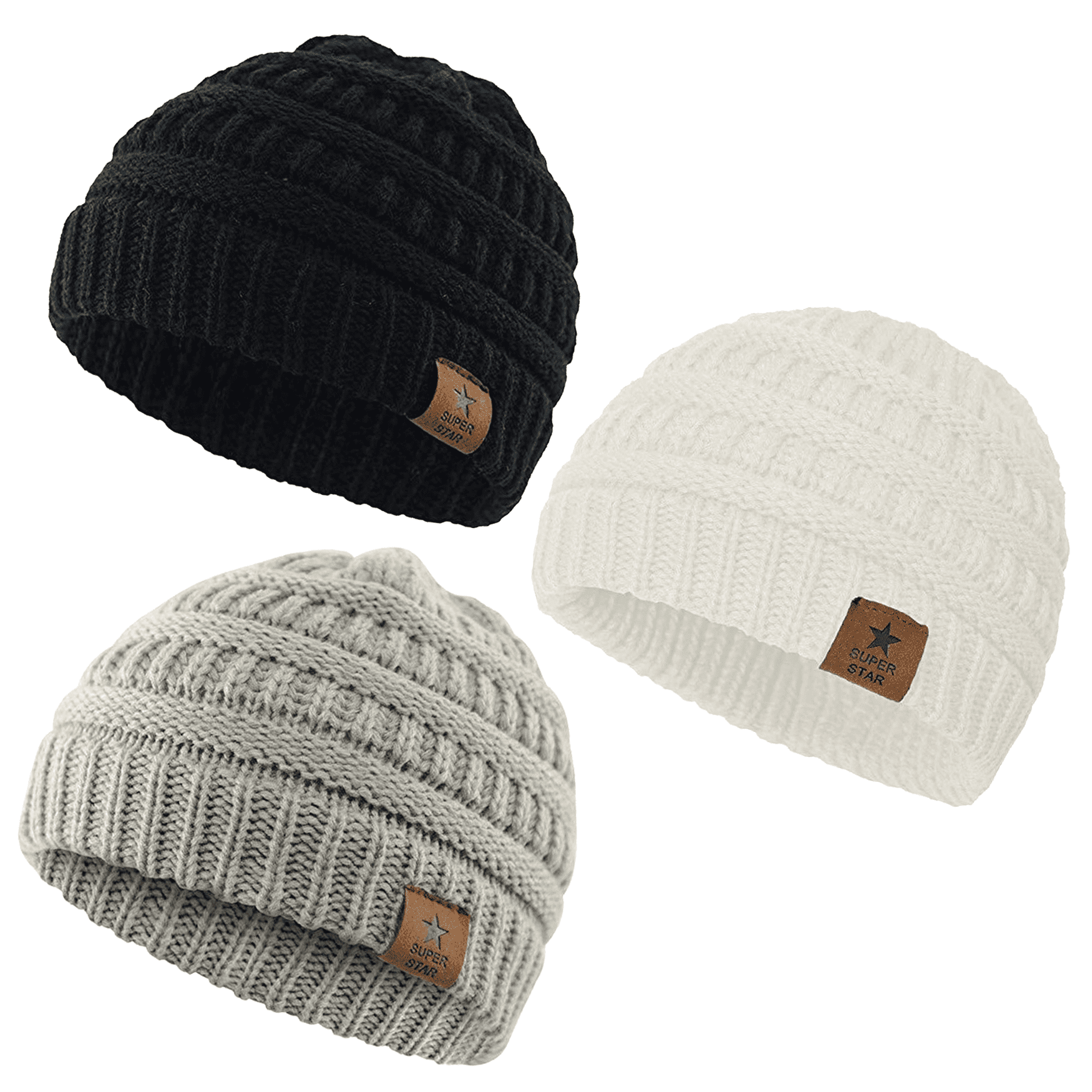 Tsioloow Baby Beanies Toddler Warm Knit Winter Hat Soft Cute Baby Hats ...