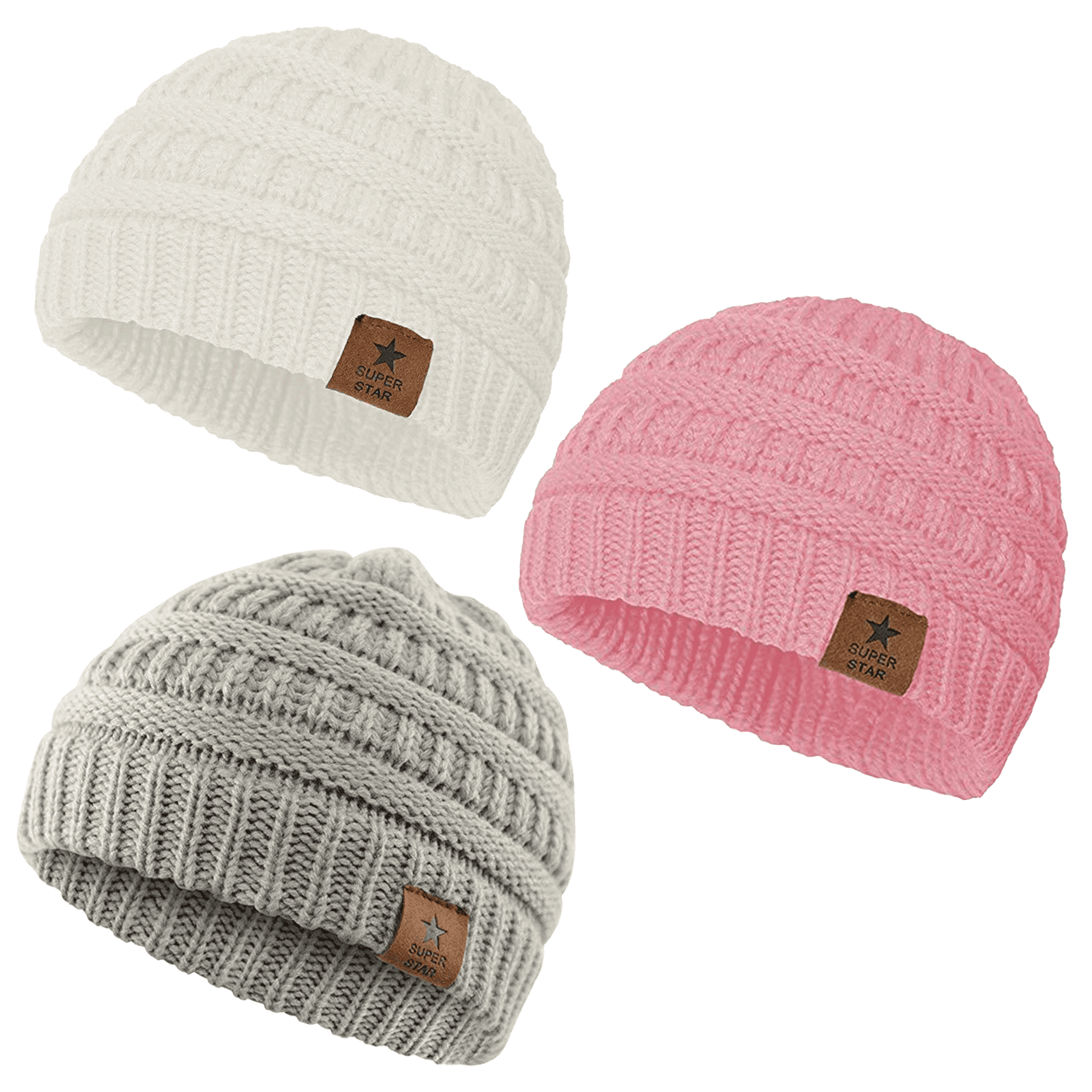 Tsioloow Baby Beanies Toddler Warm Knit Winter Hat Soft Cute Baby Hats ...