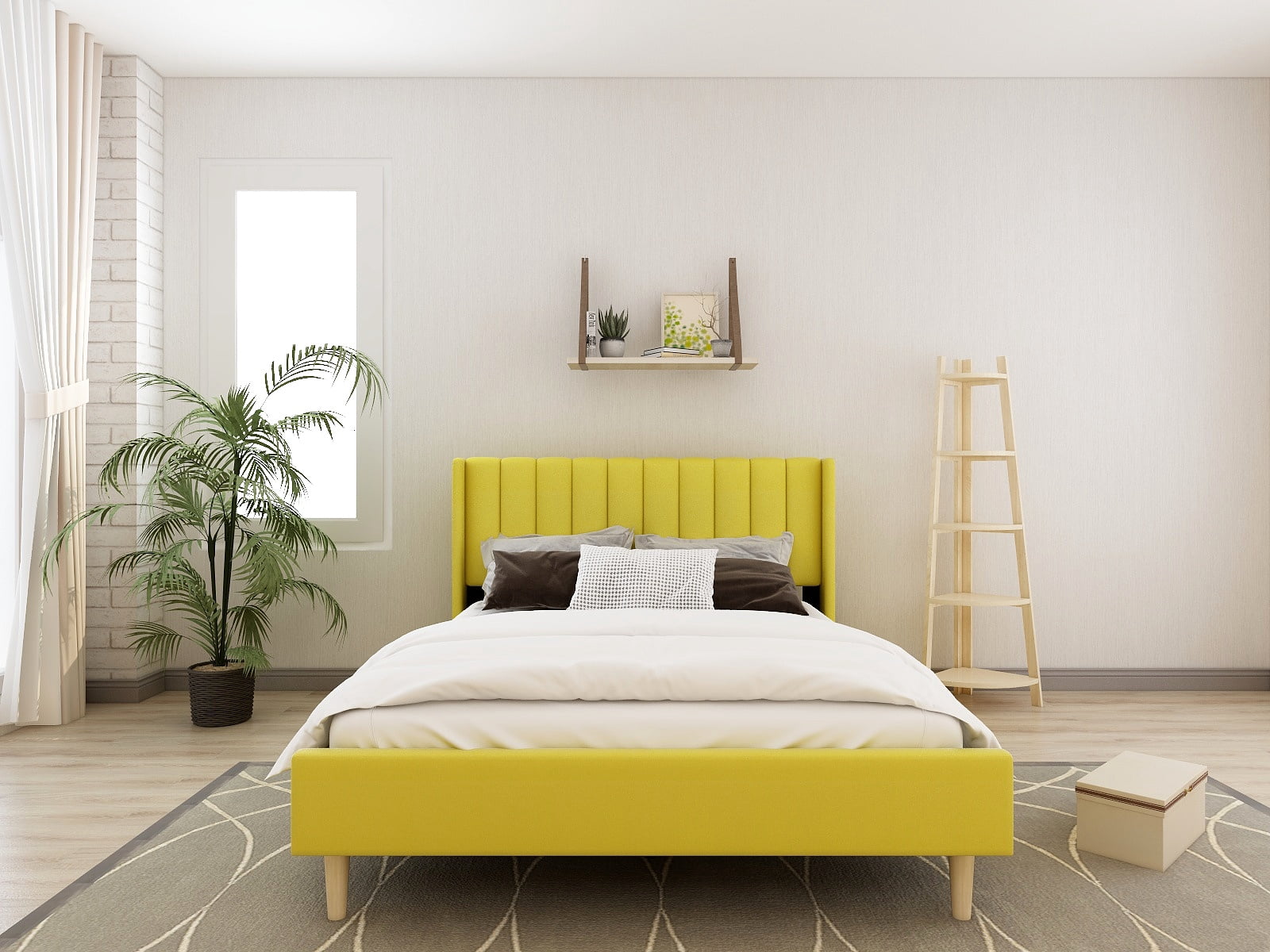 Tslinn Queen Size Low Profile Upholstered Platform Bed, Modern Velvet ...