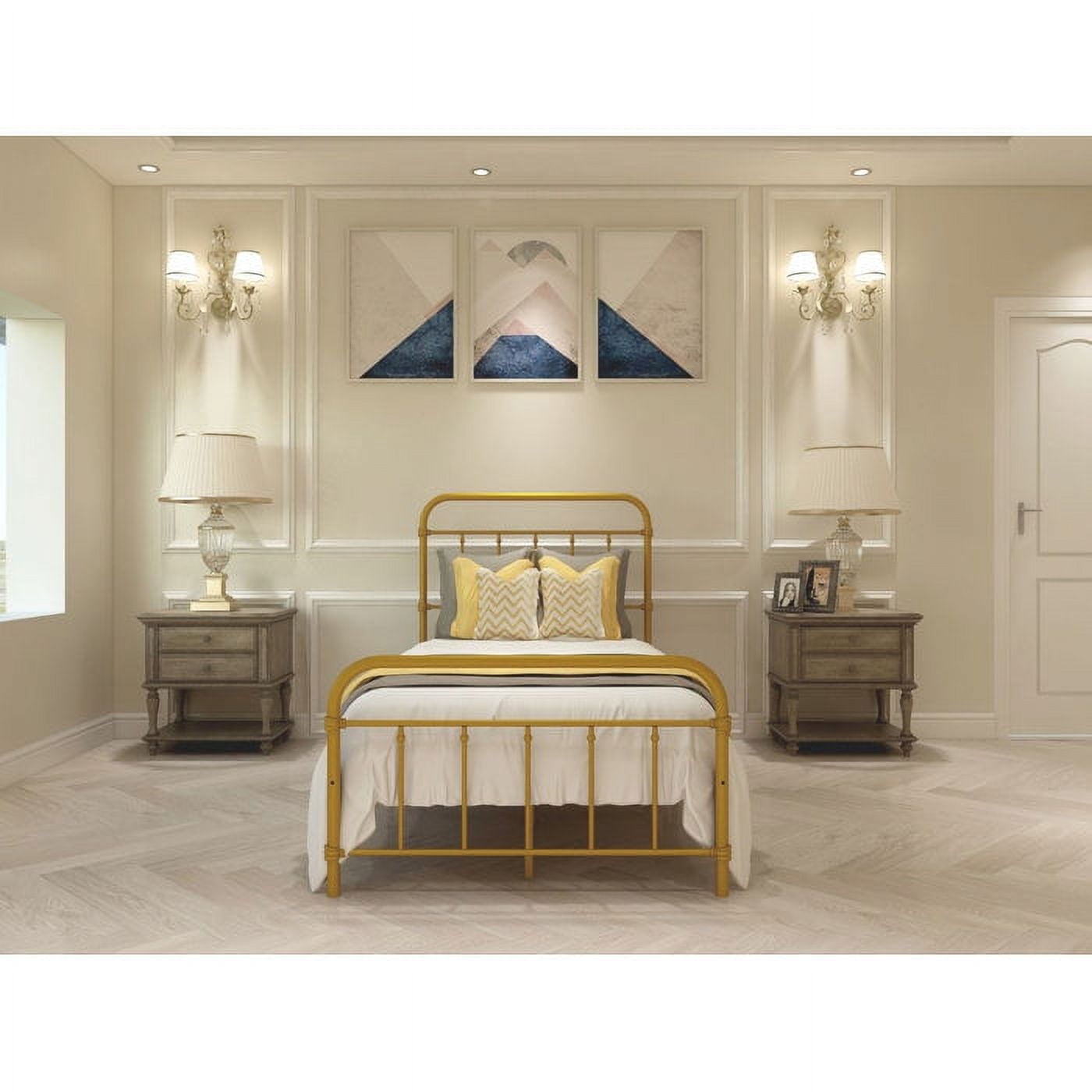Tslinn Metal Twin Bed Frame with Headboard and Footboard,Gold Color ...