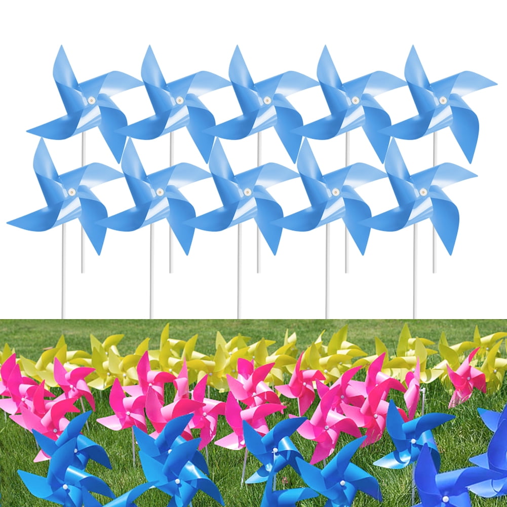Tsocent 100 Pcs Pinwheels, Light Blue Color Toy Wind Spinners and Party ...